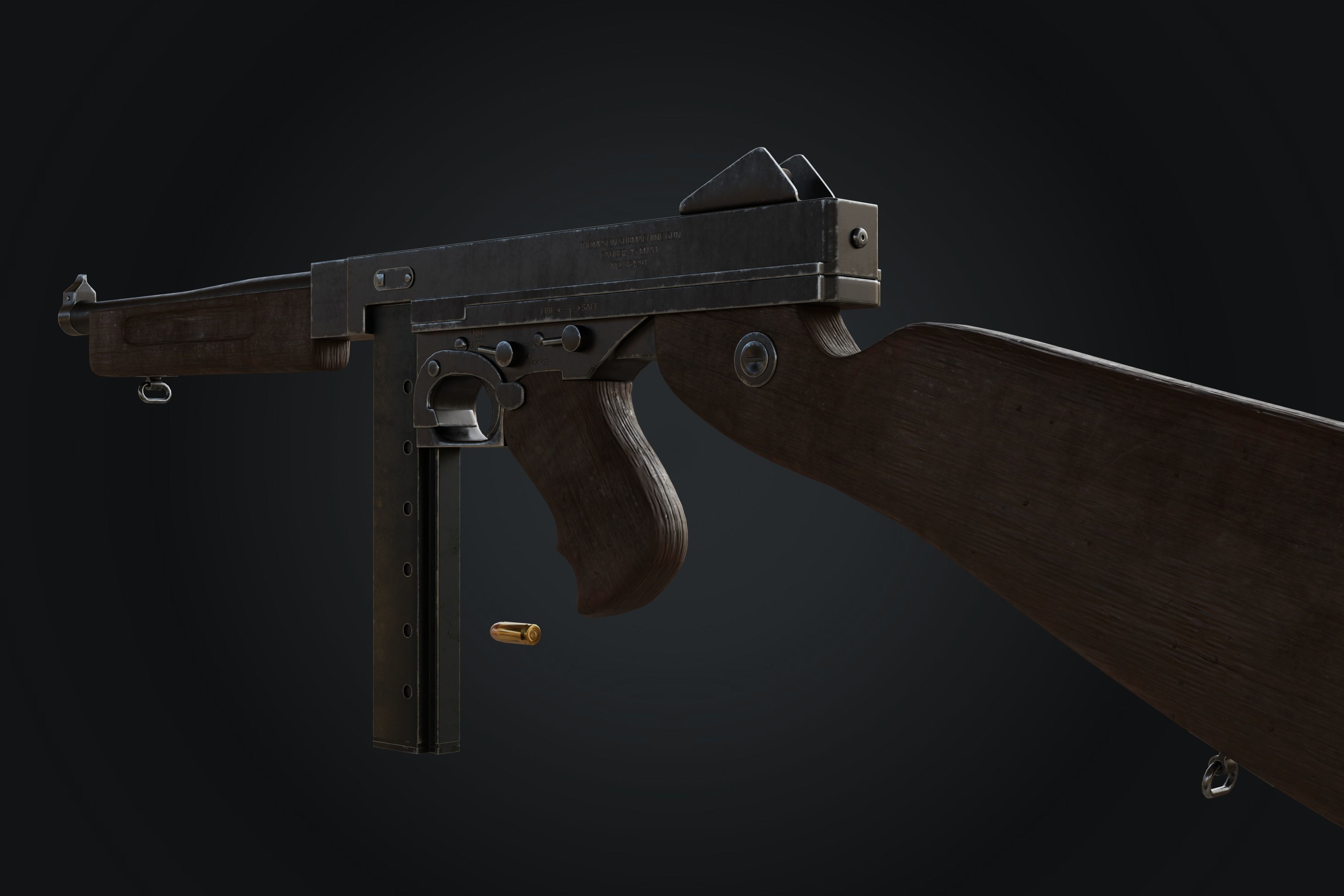 3D model M1A1 Thompson Submachine gun VR / AR / low-poly | CGTrader