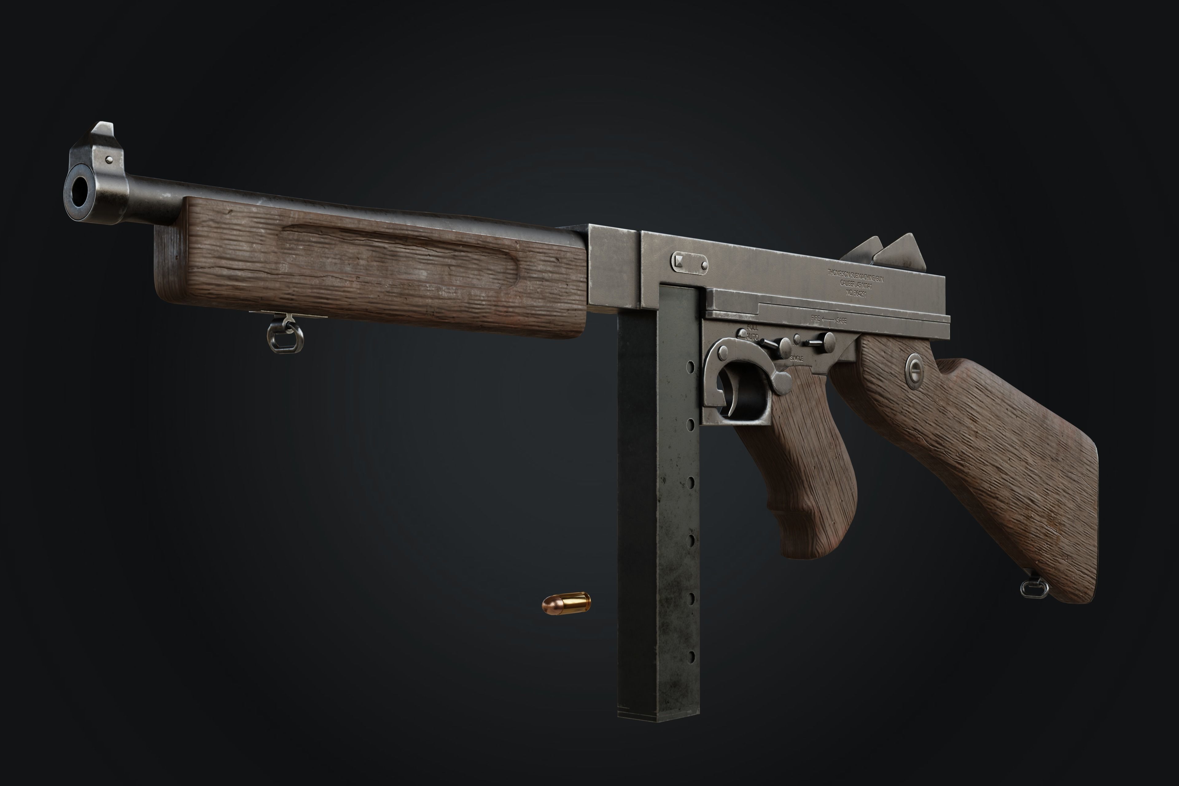 3D model M1A1 Thompson Submachine gun VR / AR / low-poly | CGTrader