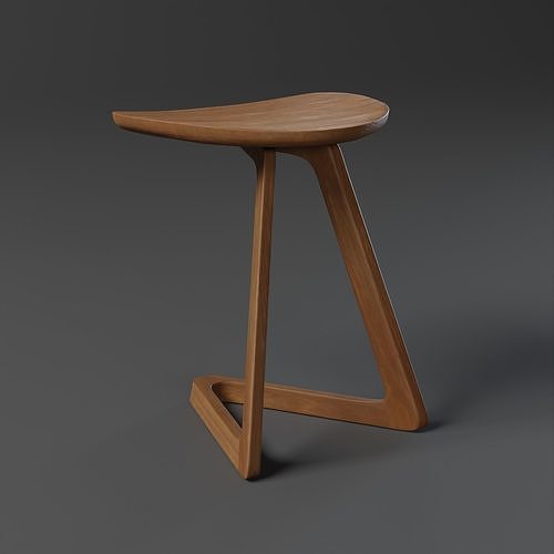 wooden stool free 3D model | CGTrader