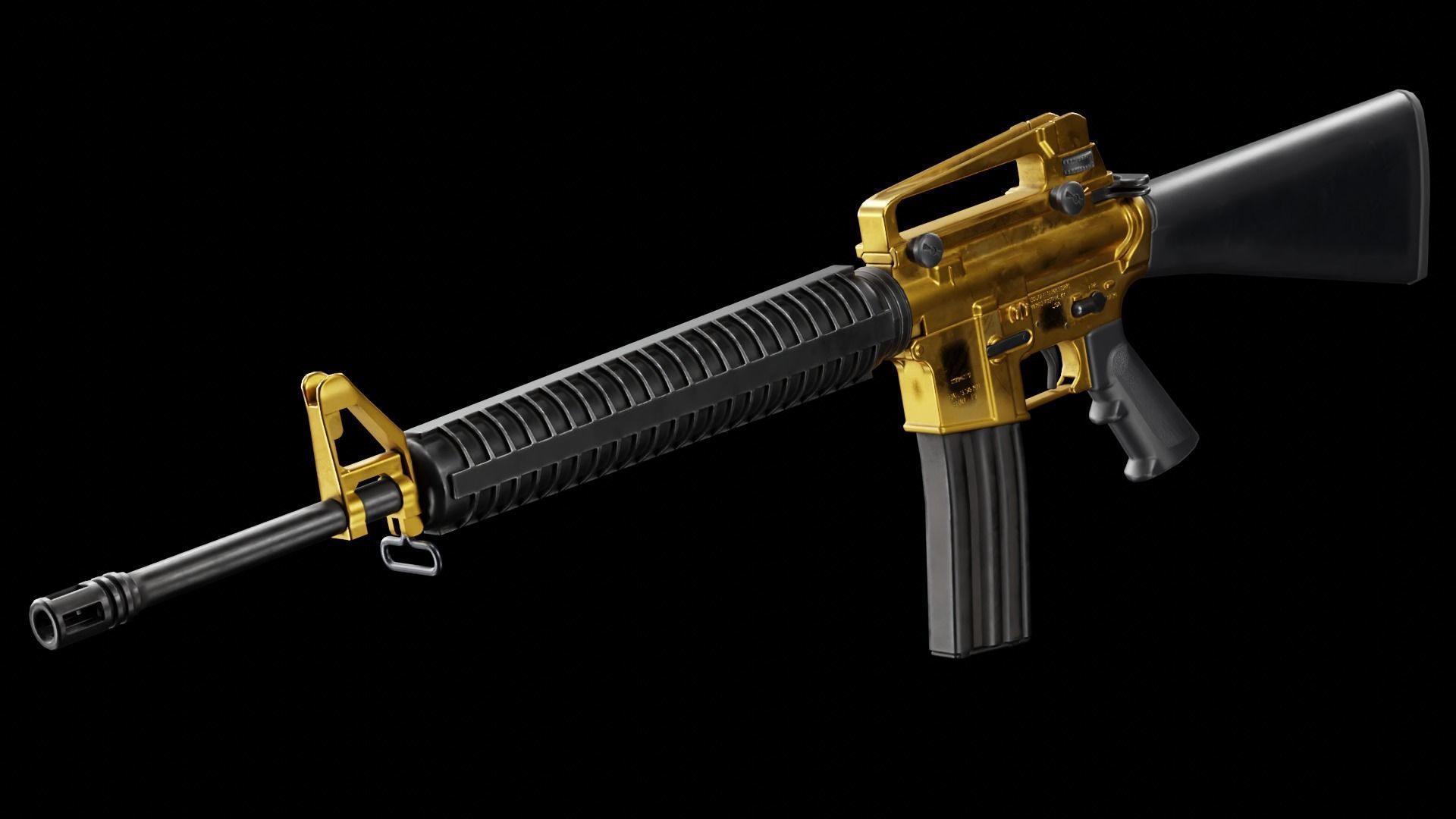 3D model Low Poly M16 Assault Rifle VR / AR / low-poly | CGTrader