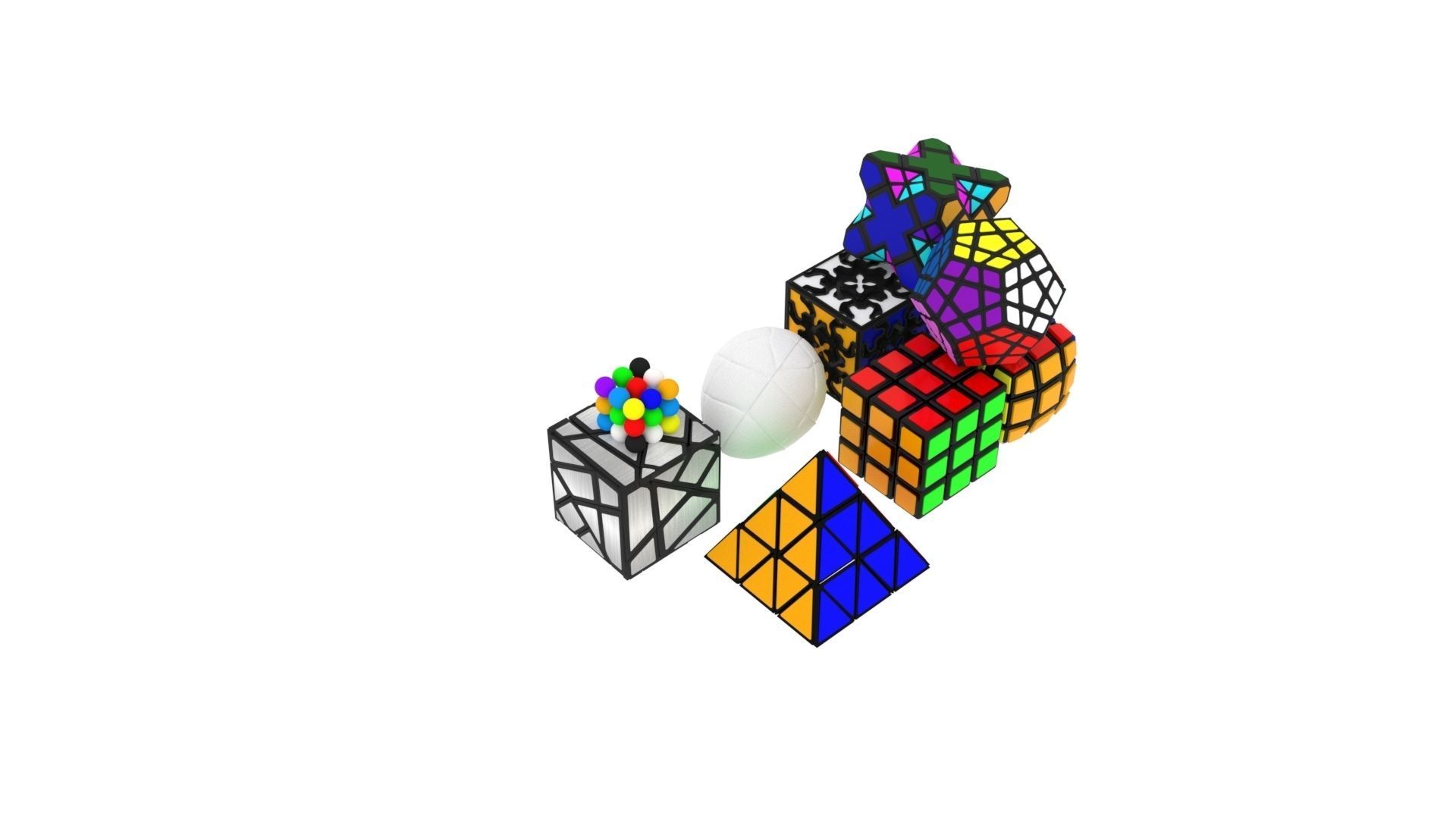 Different Type of Rubiks Cube Set 3D model | CGTrader