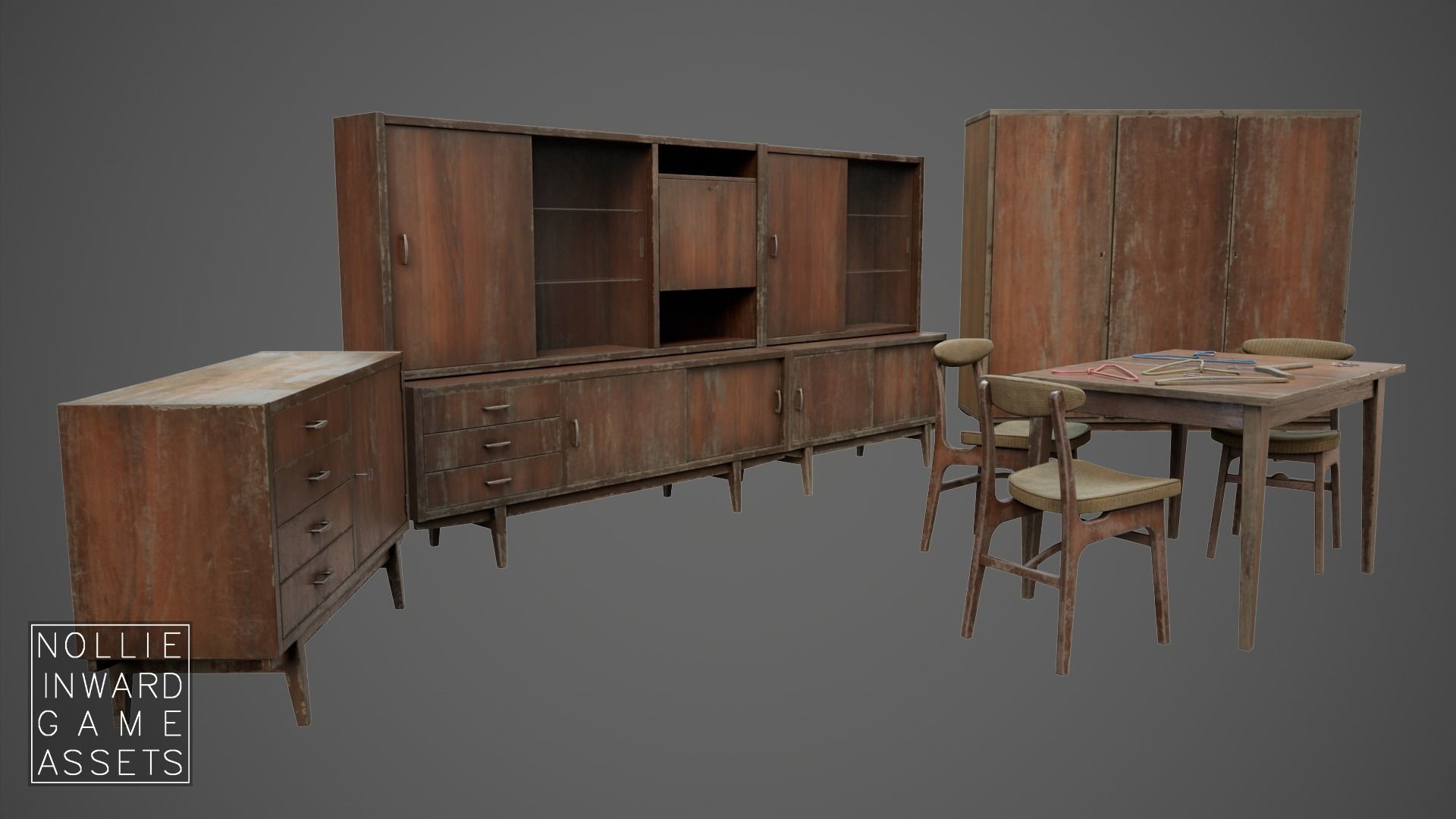 3D Model Collection Soviet Furniture Vol1 - Damaged Variants VR / AR / low-poly | CGTrader