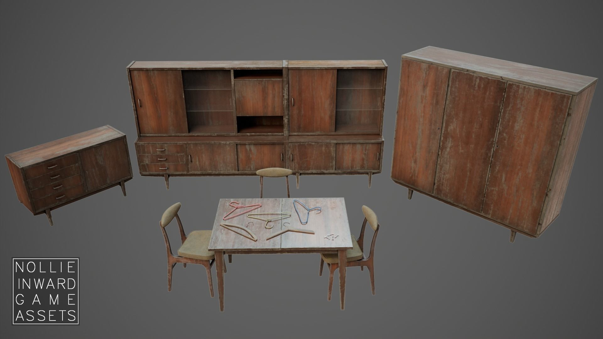 3D Model Collection Soviet Furniture Vol1 - Damaged Variants VR / AR / low-poly | CGTrader