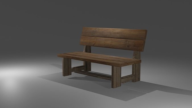 3D model Wood Bench Low poly Game ready VR / AR / low-poly | CGTrader