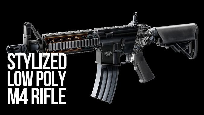 3D model Mid Poly M4 Assault Rifle VR / AR / low-poly | CGTrader