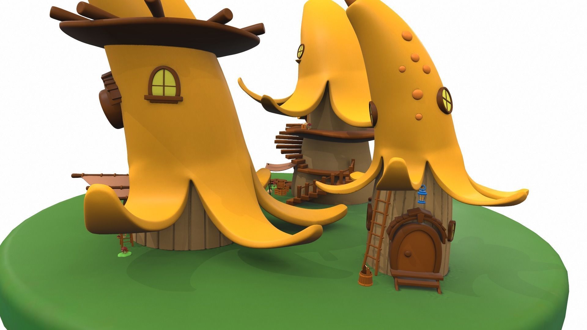 Cartoon banana house and props 2 3D model | CGTrader