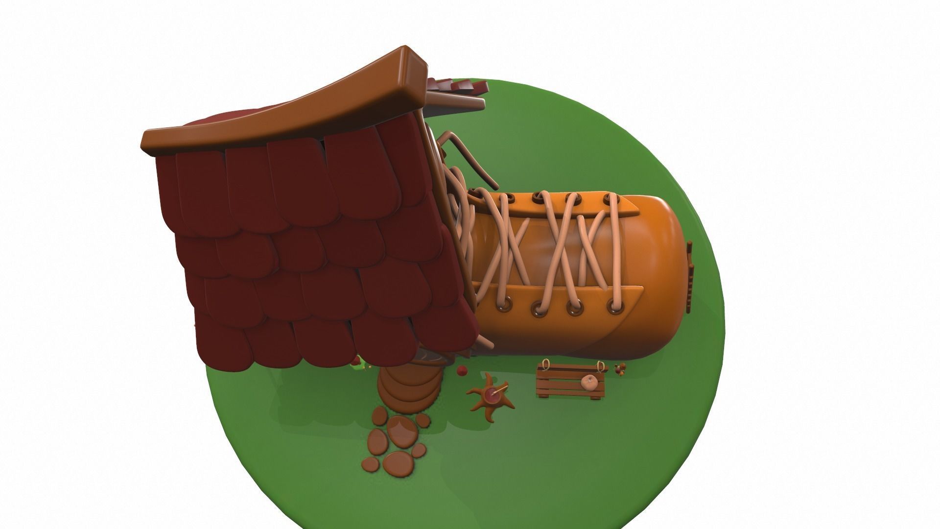 Cartoon boot house and props 3D model | CGTrader