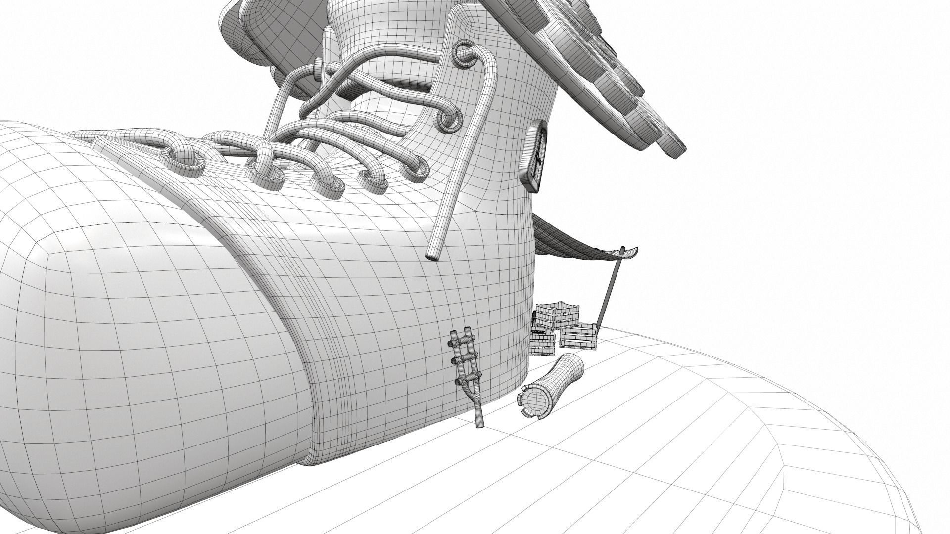 Cartoon boot house and props 3D model | CGTrader