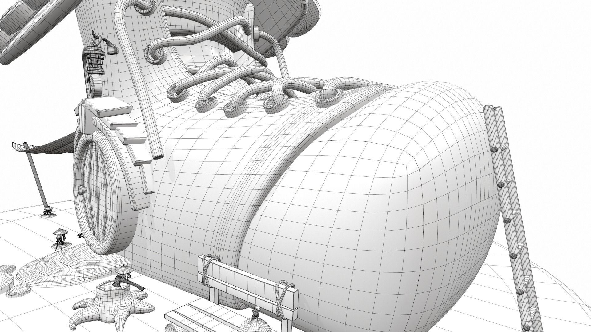 Cartoon boot house and props 3D model | CGTrader