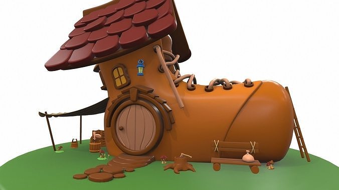 Cartoon boot house and props 3D model | CGTrader