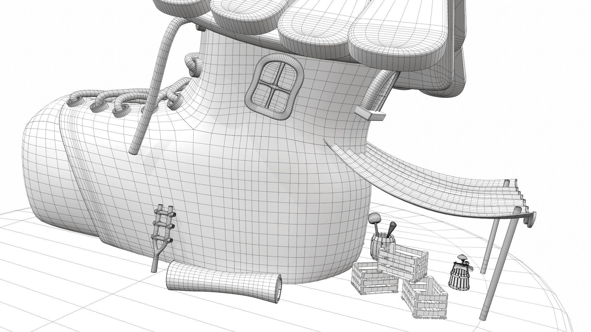 Cartoon boot house and props 3D model | CGTrader