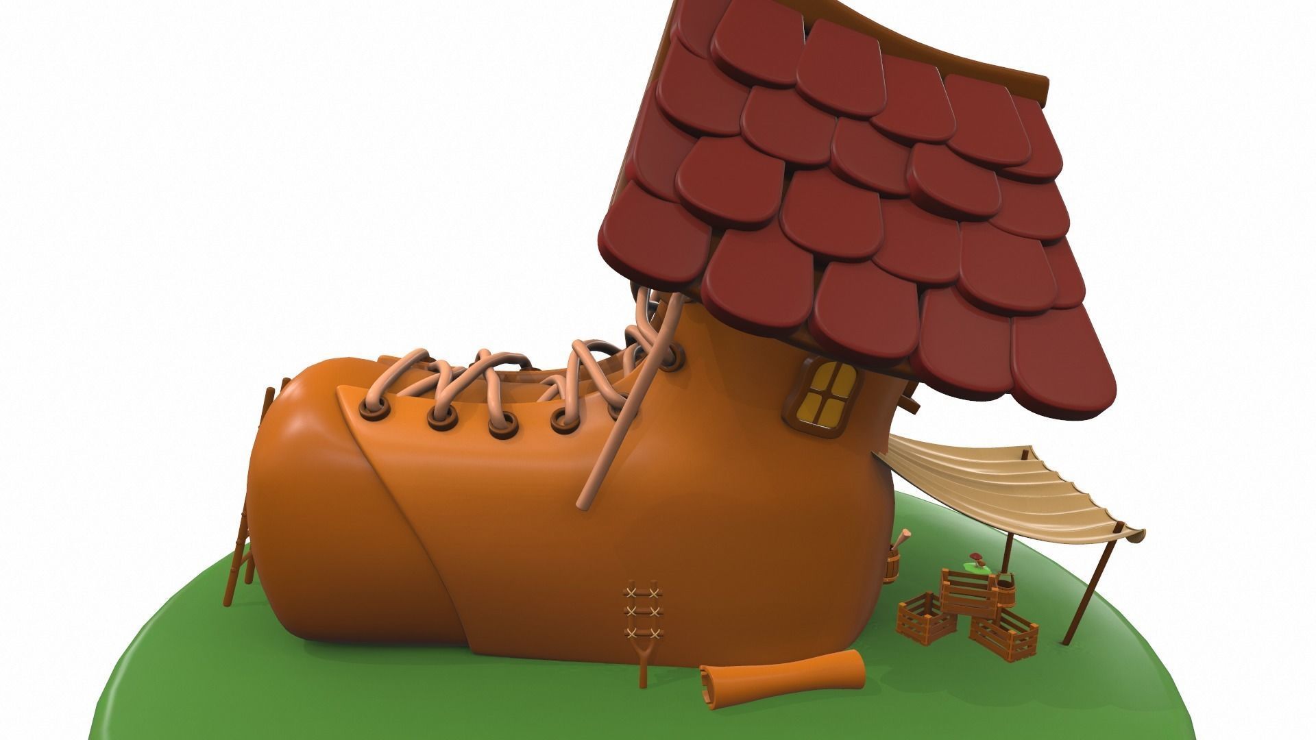 Cartoon boot house and props 3D model | CGTrader