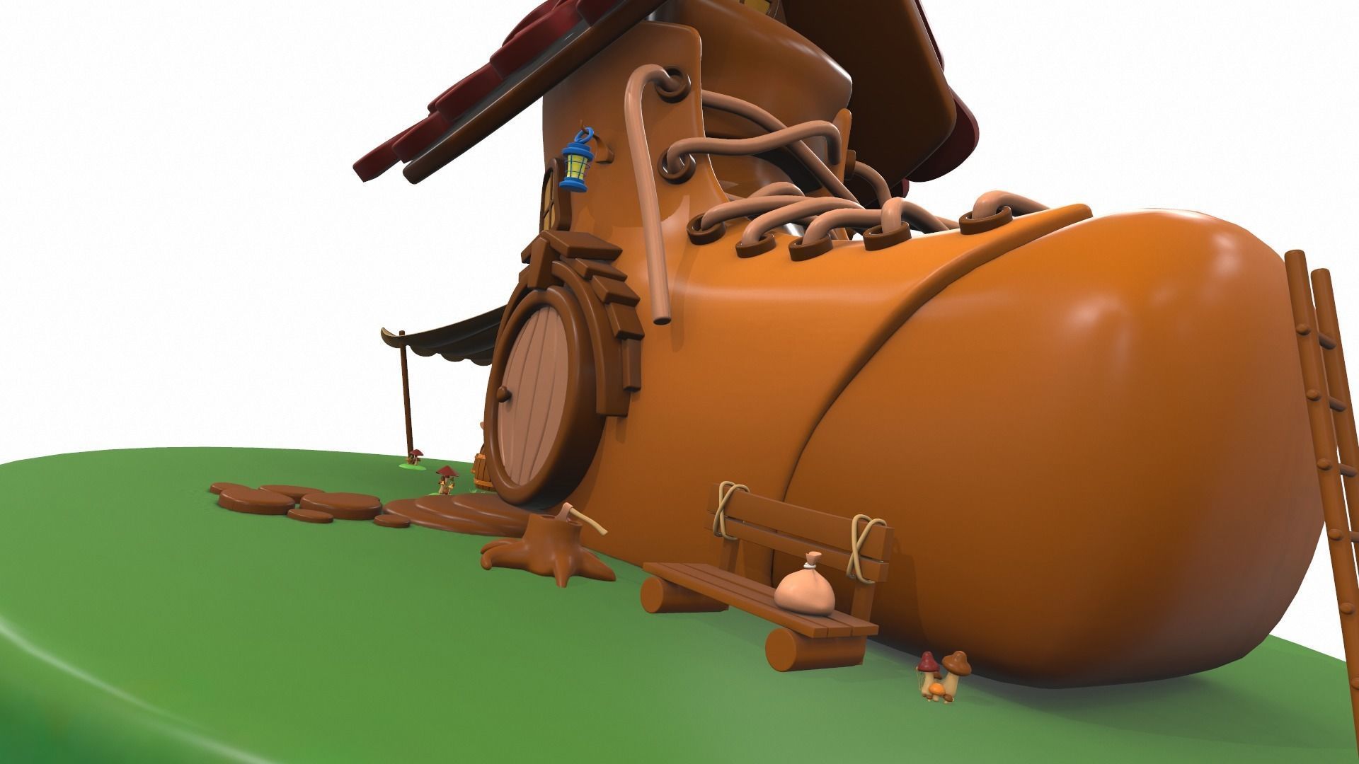 Cartoon boot house and props 3D model | CGTrader