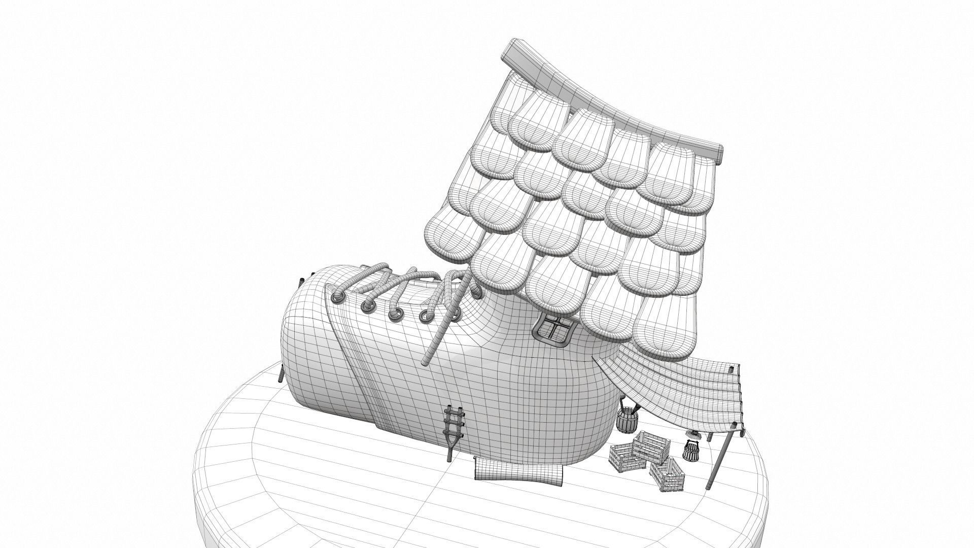 Cartoon boot house and props 3D model | CGTrader