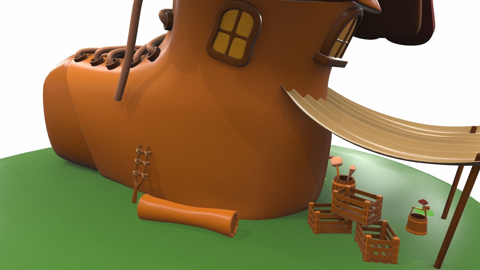 Cartoon boot house and props 3D model | CGTrader