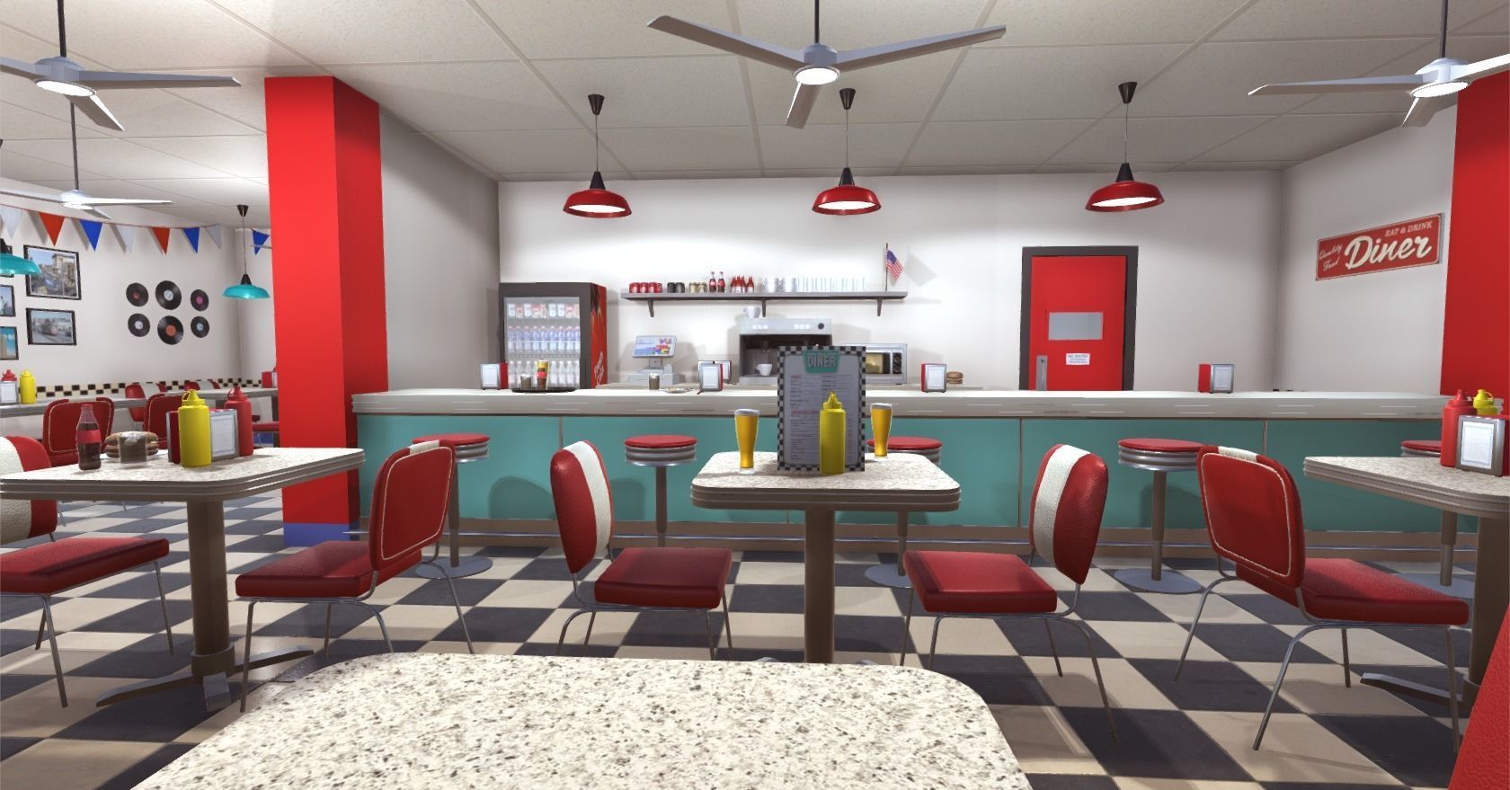 3D model American Diner VR / AR / low-poly | CGTrader