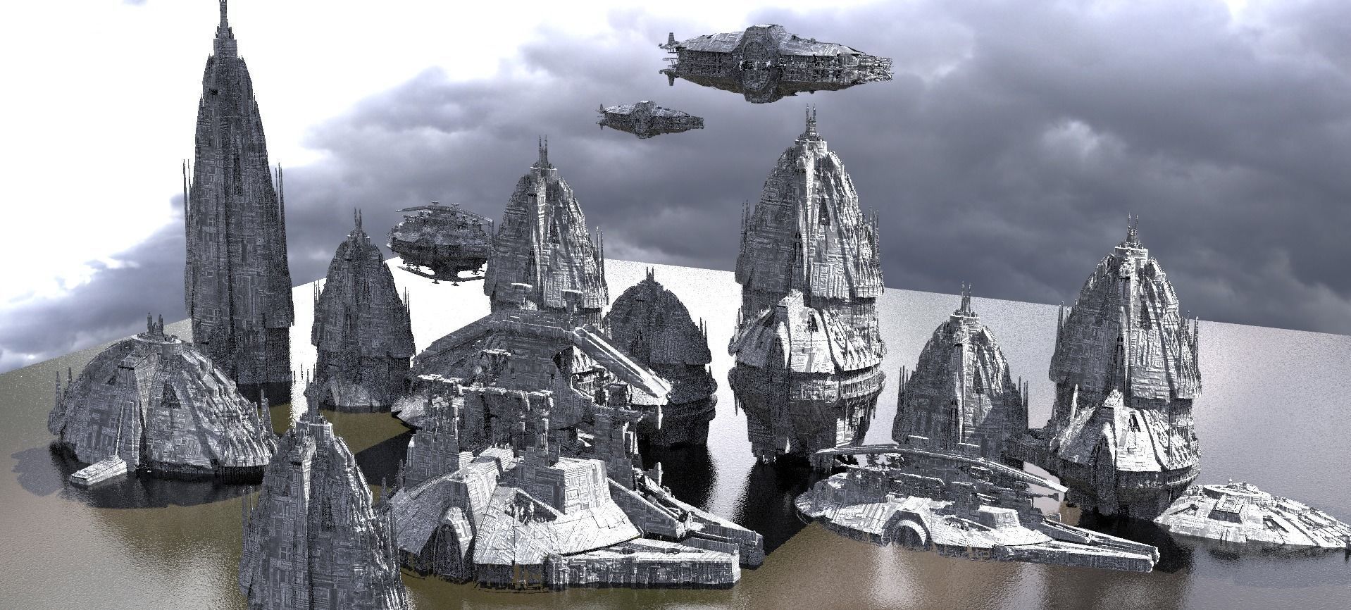 Jupiter alien Temple Ships Kitbash 3D model | CGTrader