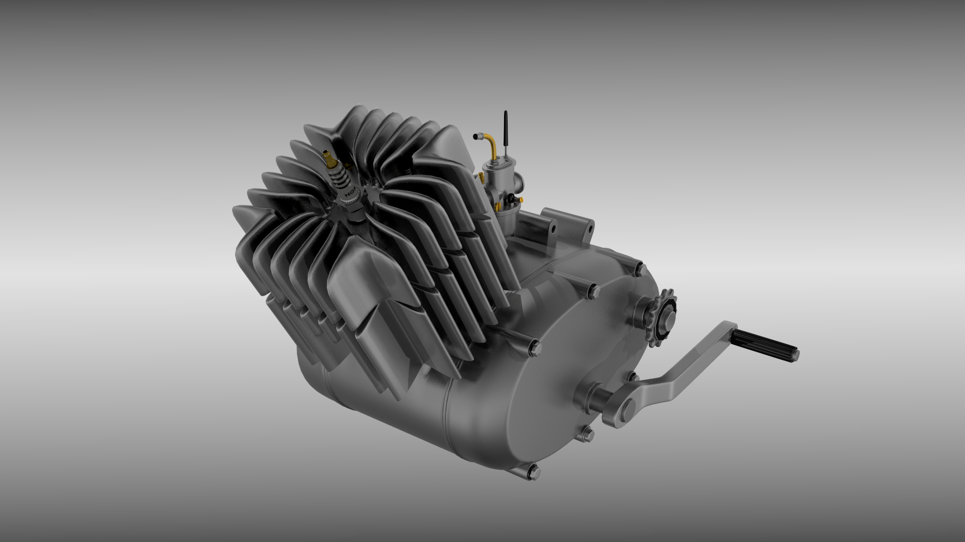 Two stroke moped engine 3D model | CGTrader