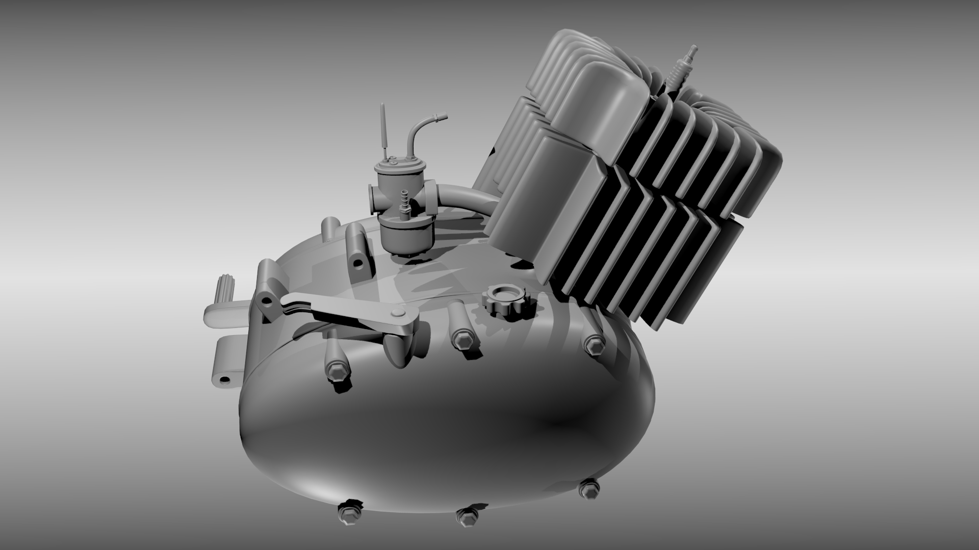 Two stroke moped engine 3D model | CGTrader