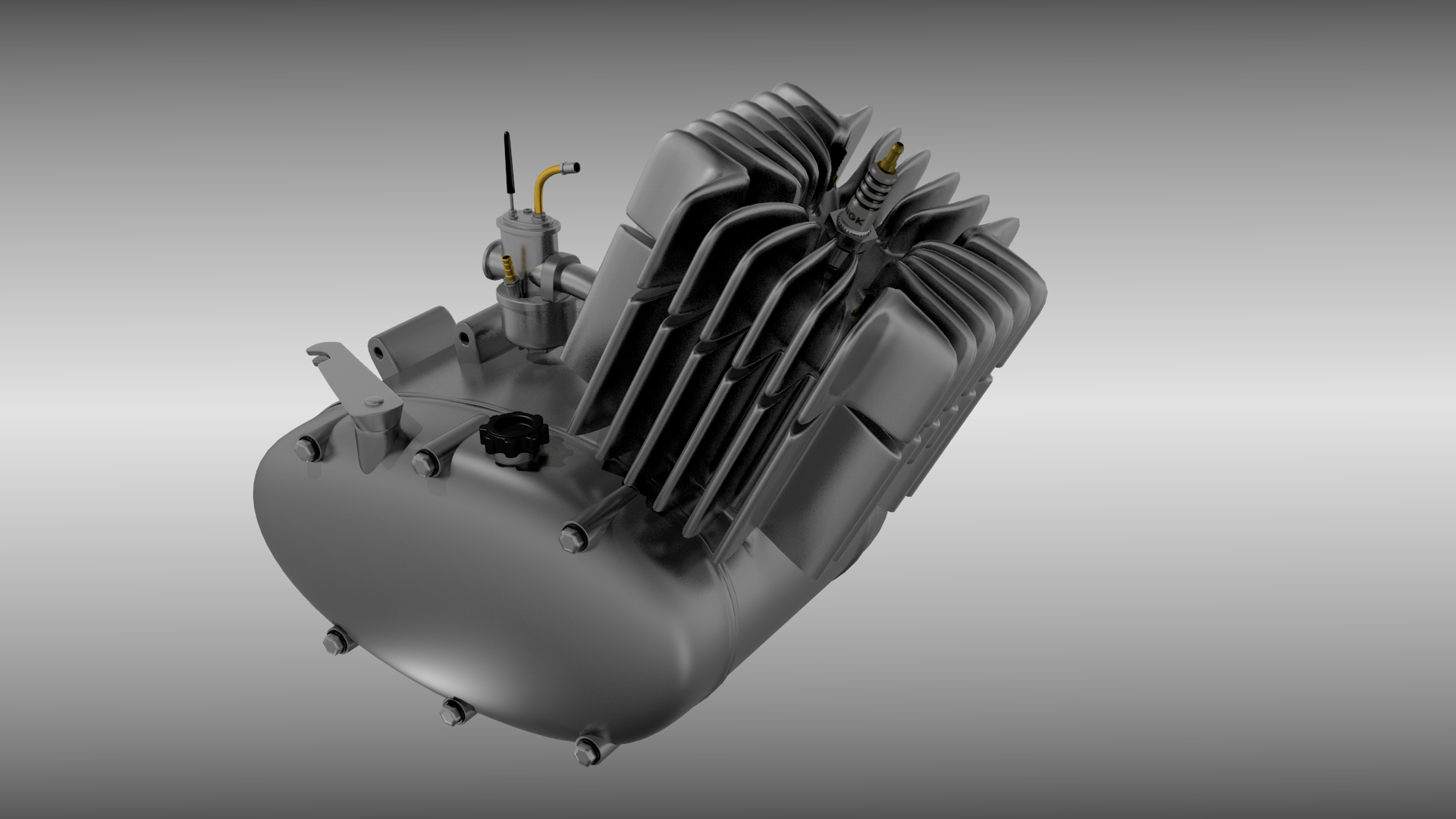 Two stroke moped engine 3D Model OBJ FBX BLEND - CGTrader.com
