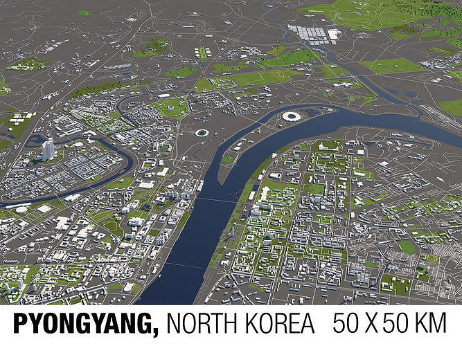 Pyongyang North Korea 50x50km 3D model | CGTrader