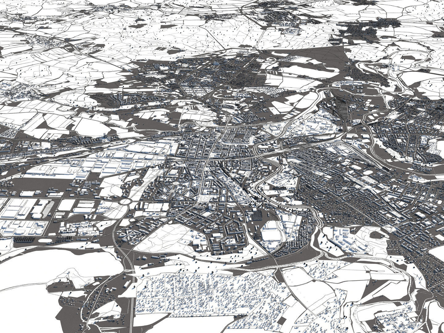 Pilsen Czech Republic 50x50km 3D City Map 3D model | CGTrader