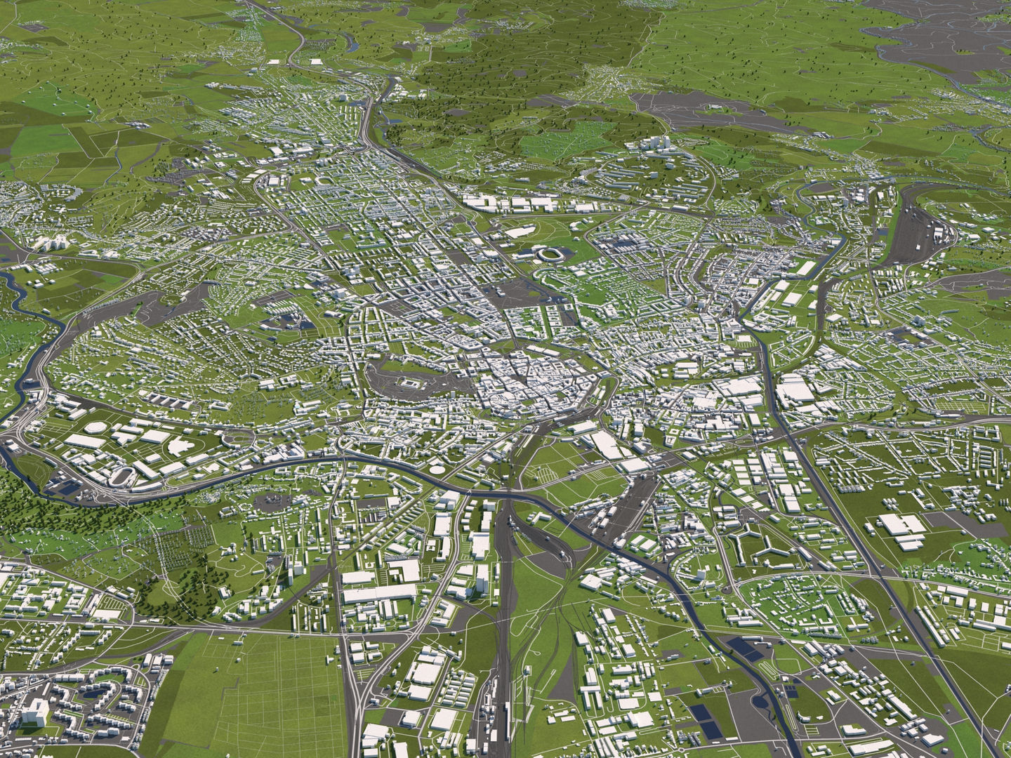 Brno Czech Republic 50x50km 3D City Map 3D model | CGTrader