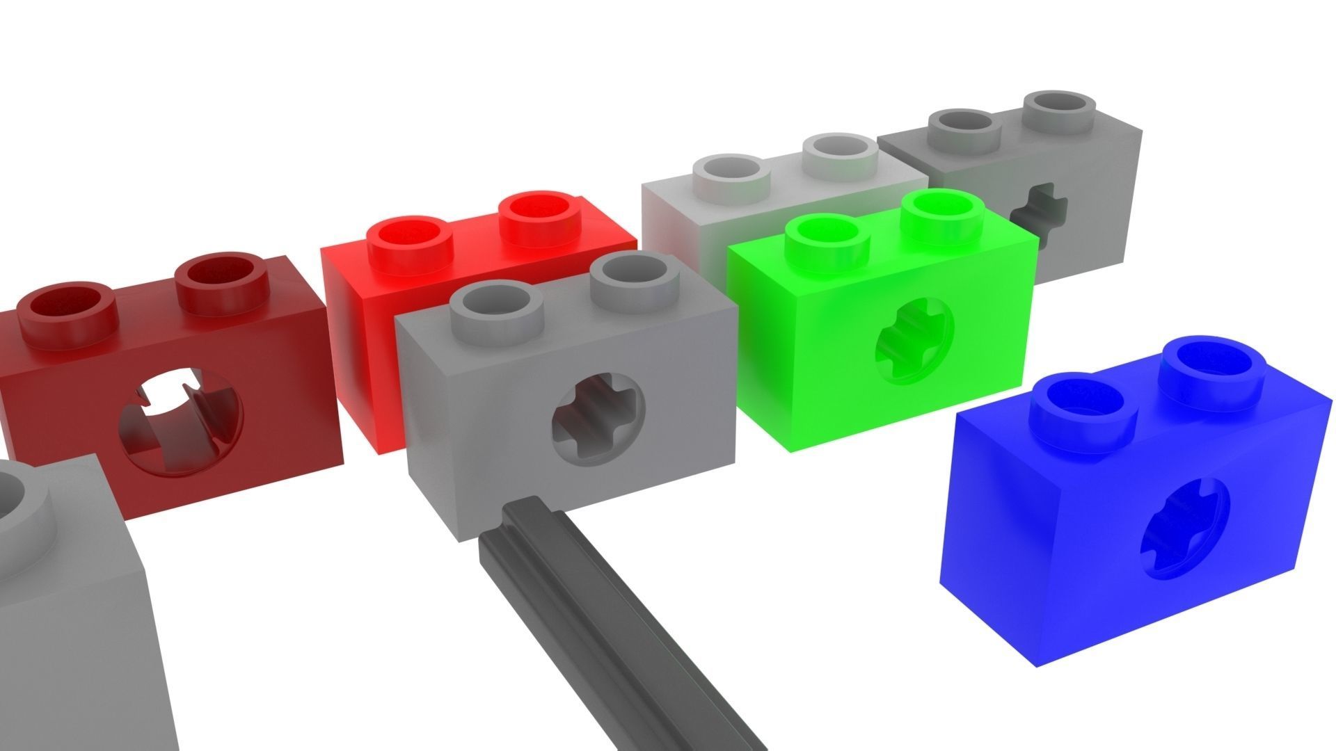 Lego Bricks With Axle Hole 3D model | CGTrader