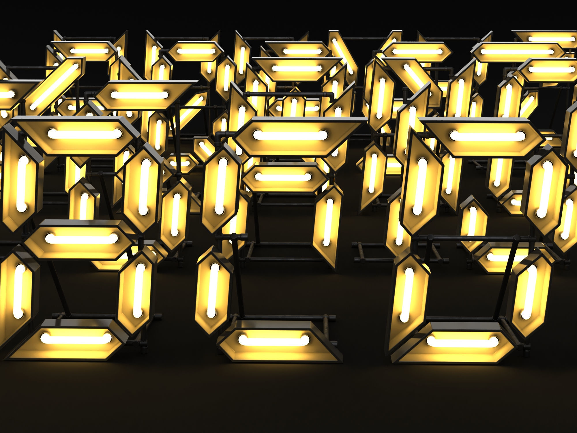 Tubelight Letters Signage 3D model | CGTrader