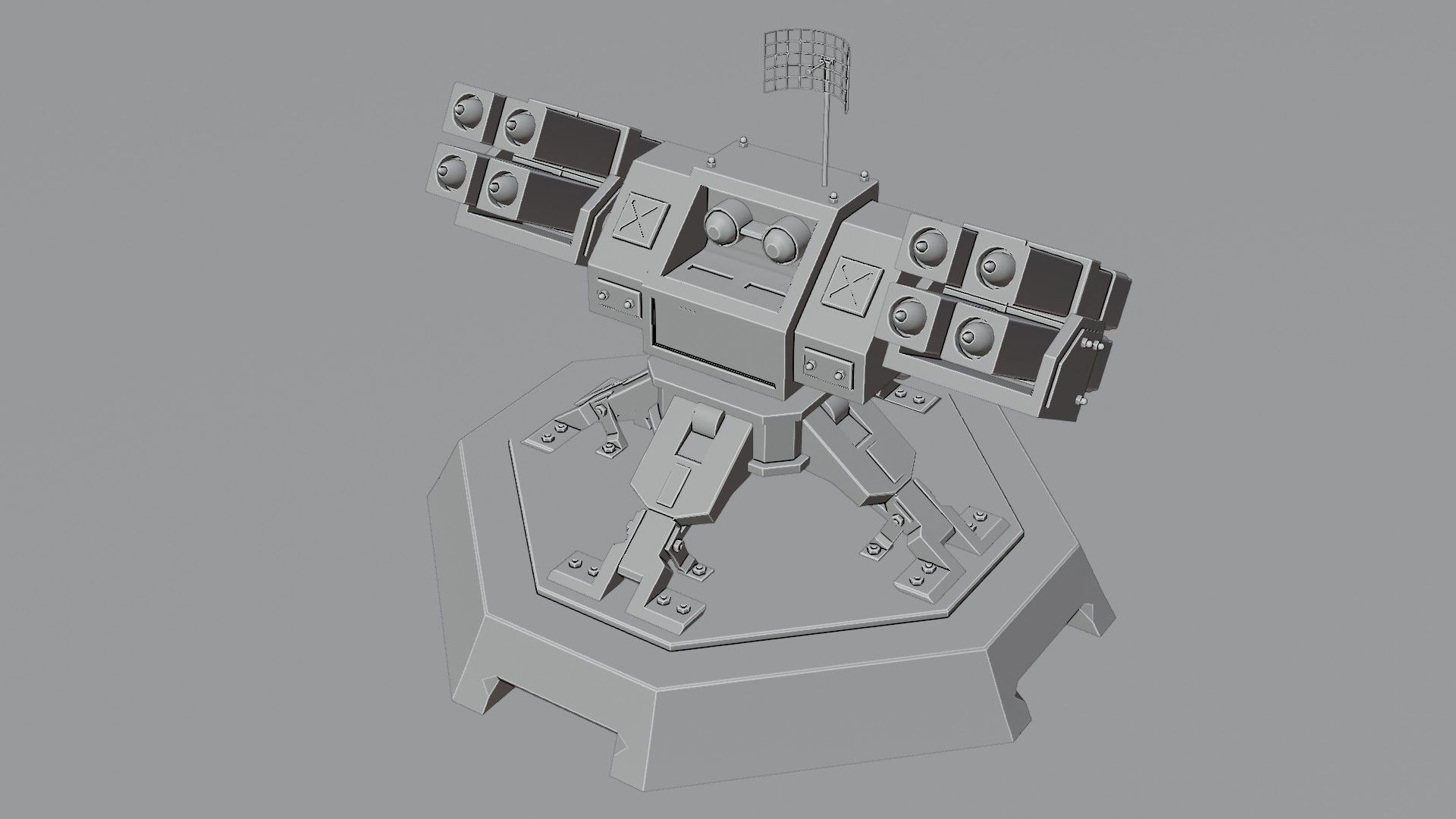 Rocket launcher turret free free 3D model | CGTrader