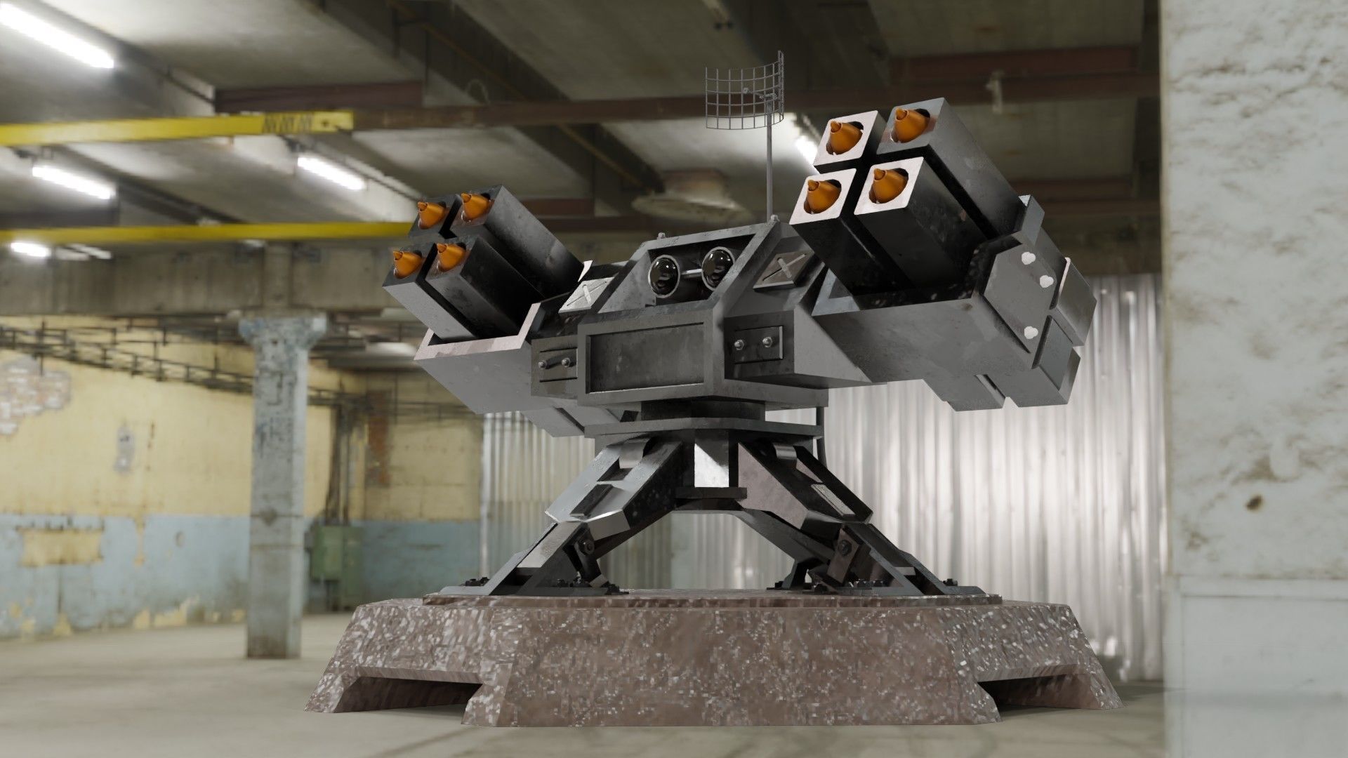 Rocket launcher turret free free 3D model | CGTrader