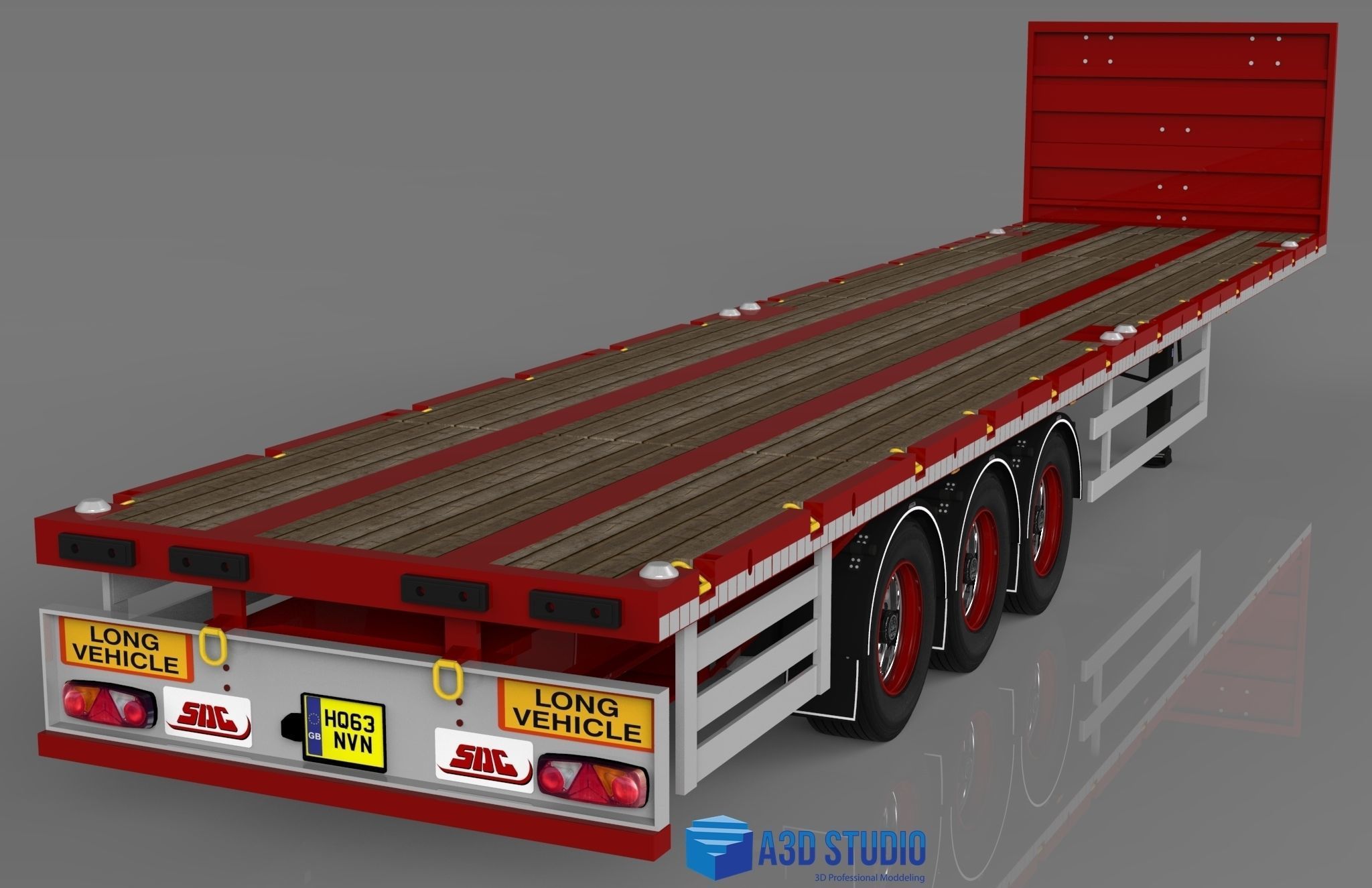 3D model of a SDC flatbed trailer 3D model | CGTrader