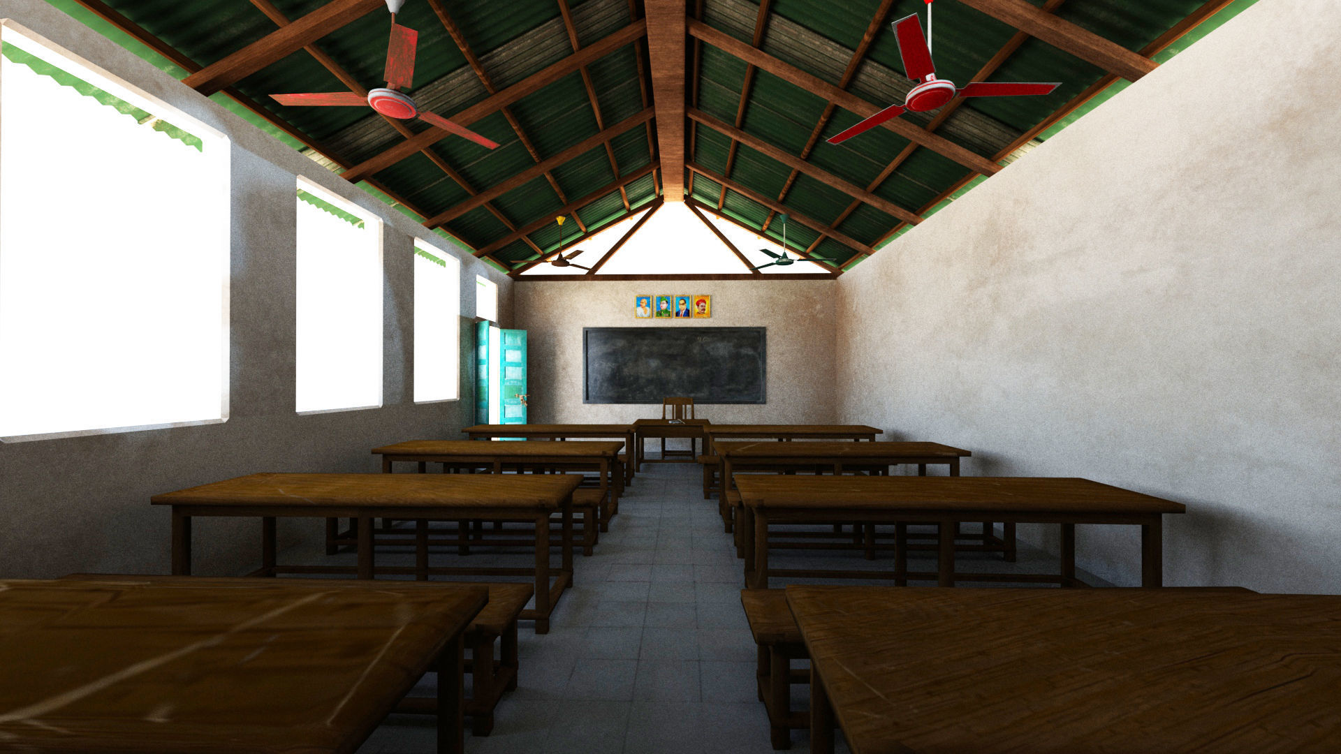 school class room interior 3d model 3D model | CGTrader
