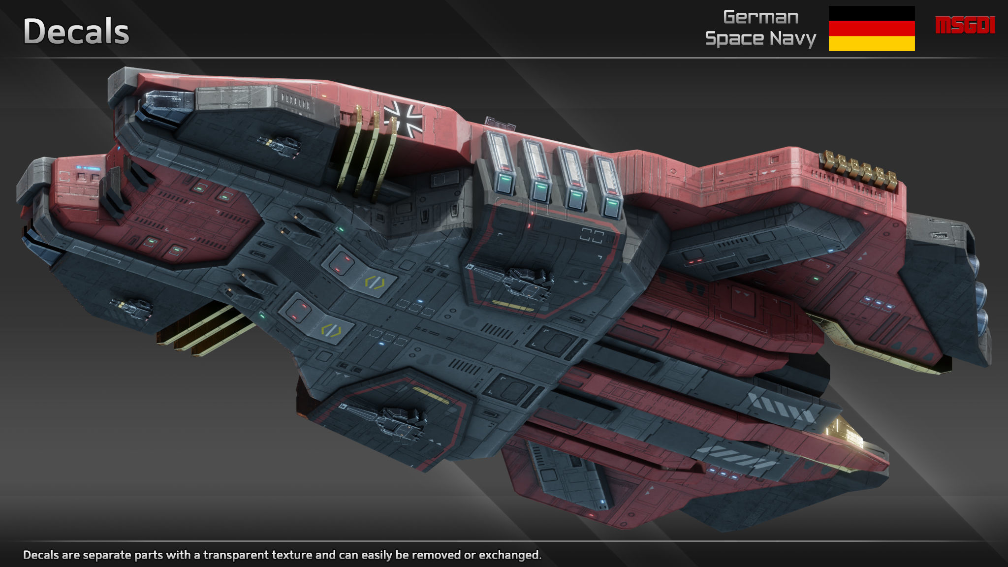3D model GSN Spaceship Bluecher Class Destroyer VR / AR / low-poly ...