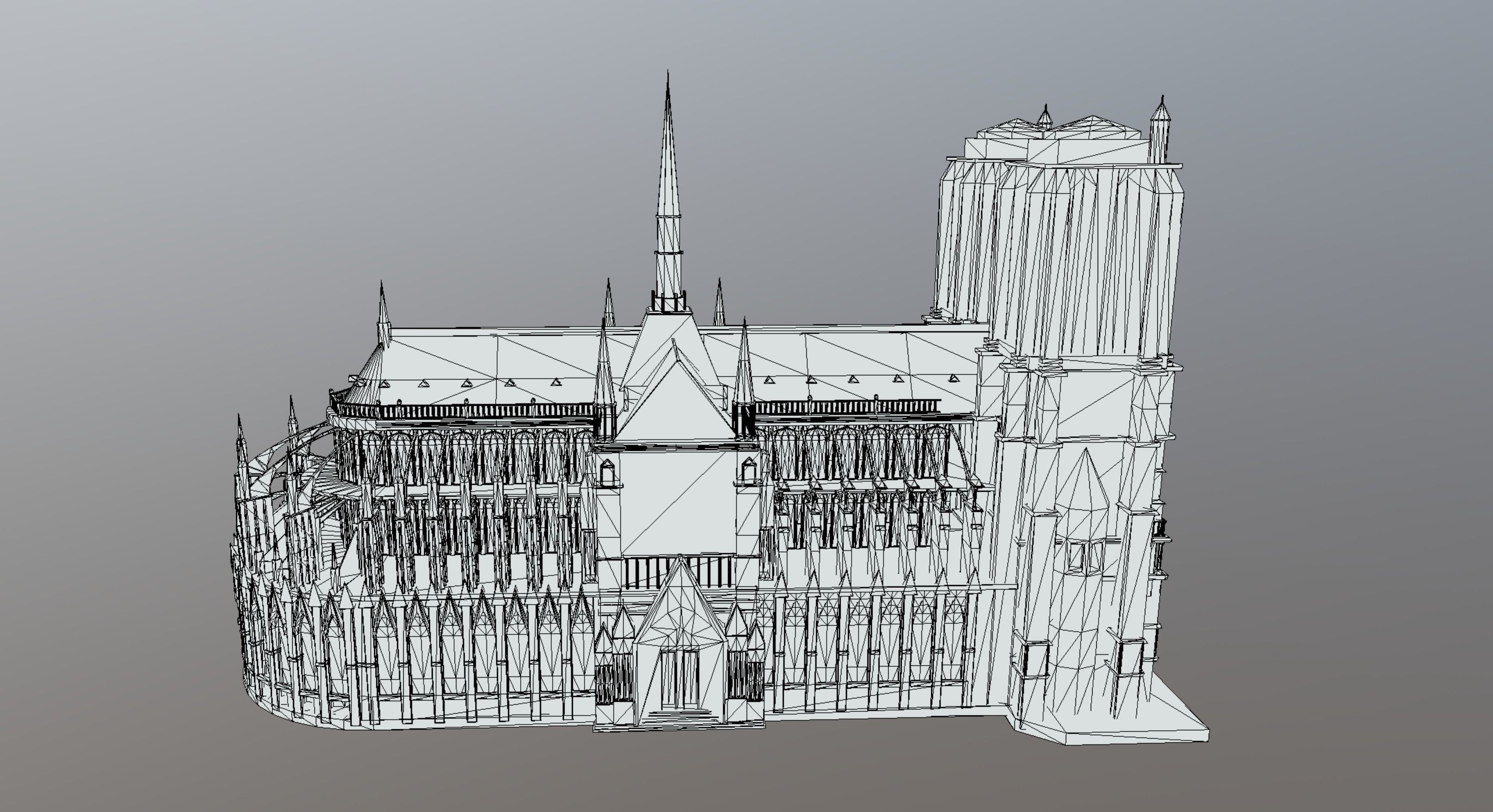 3D model Notre-Dame de Paris VR / AR / low-poly | CGTrader