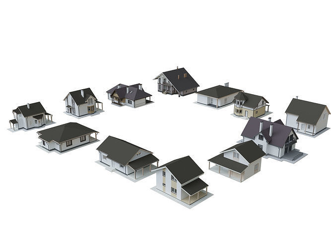 Cottage Houses- 12 Pack Low-poly part 2 3D model | CGTrader