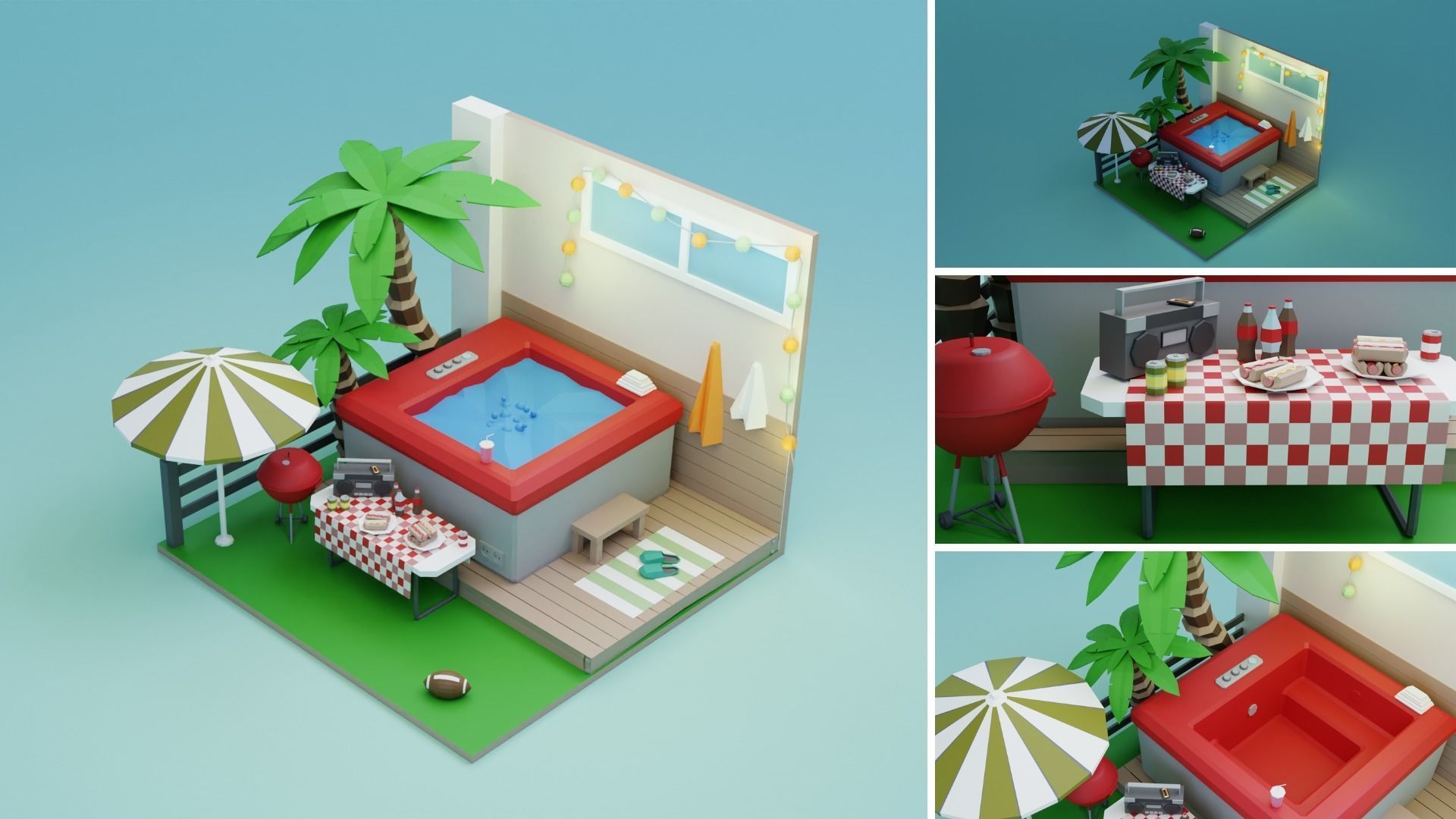 3D model Low Poly Retro Vintage Rooms Interiors VR / AR / low-poly ...
