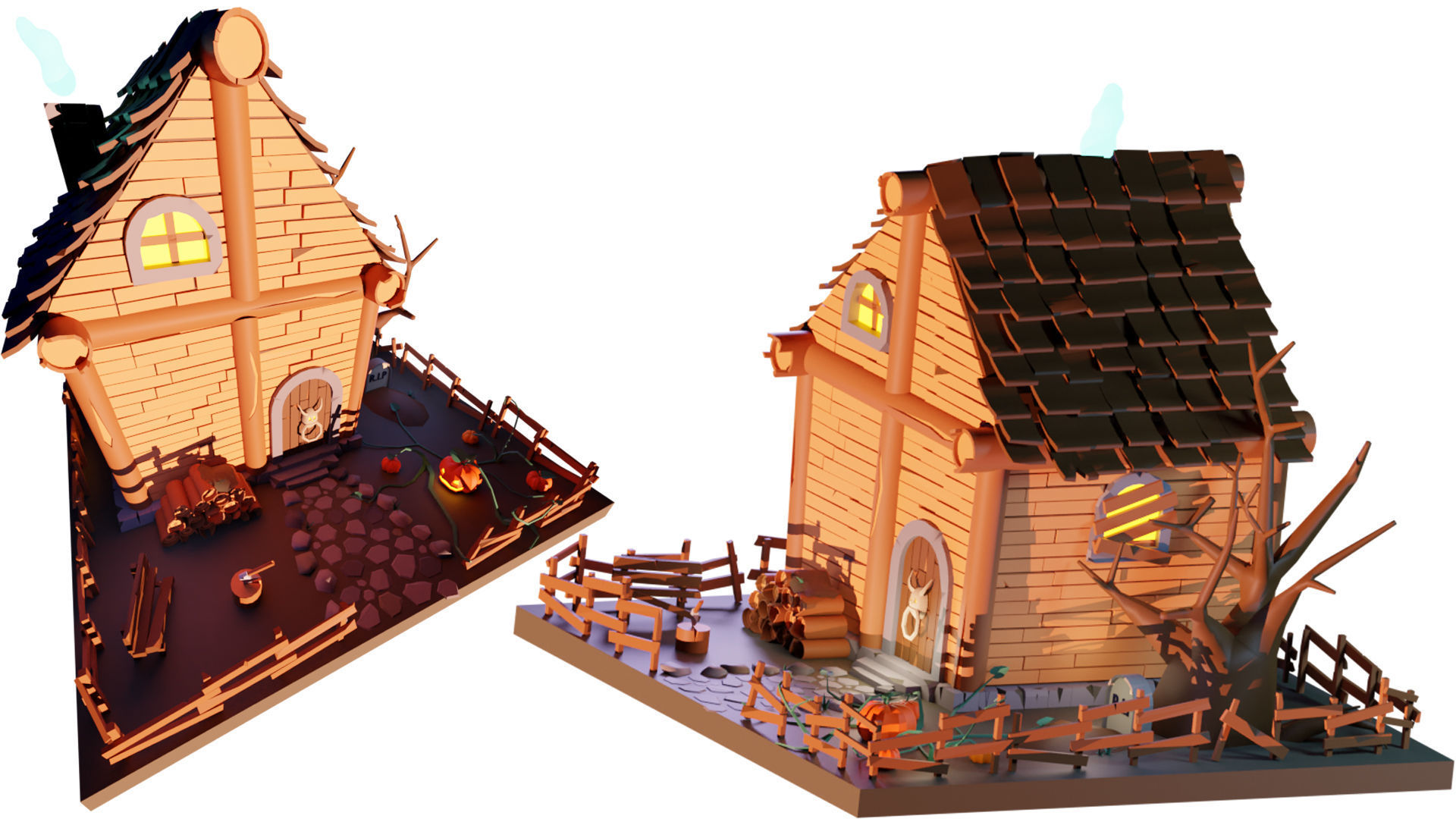 3D model Scary low poly halloween house VR / AR / low-poly | CGTrader