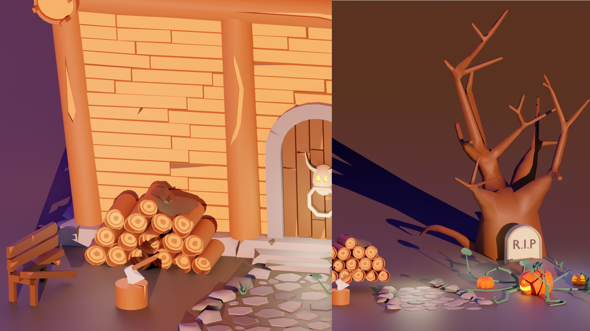 3D model Scary low poly halloween house VR / AR / low-poly | CGTrader