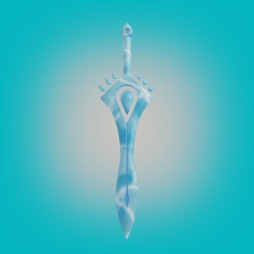 Stylized Water sword PBR low- poly game ready free VR / AR / low-poly ...