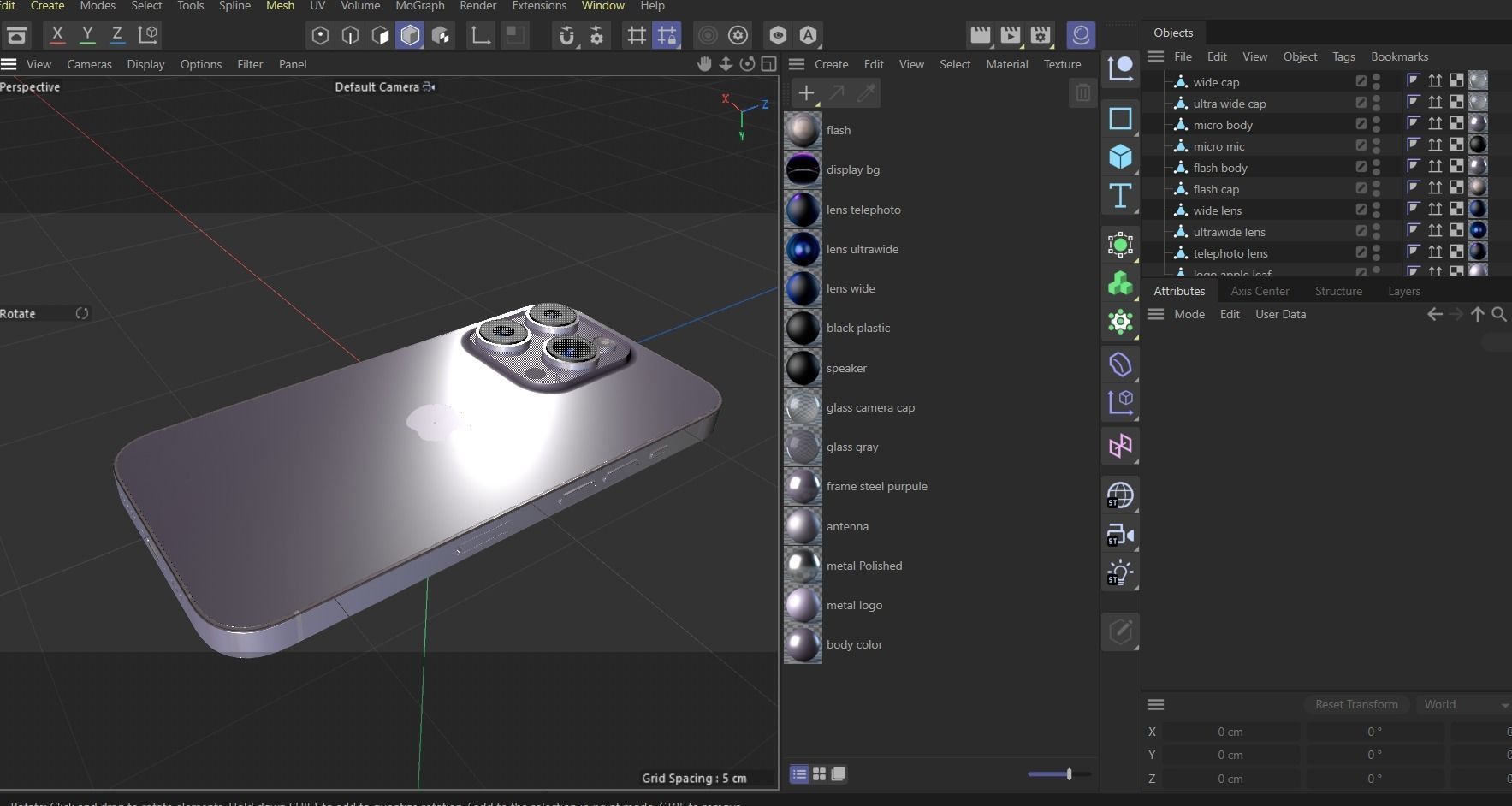 Apple iPhone 14 Pro Purple color Keyshot Blender Cinema 4D 3D model ...