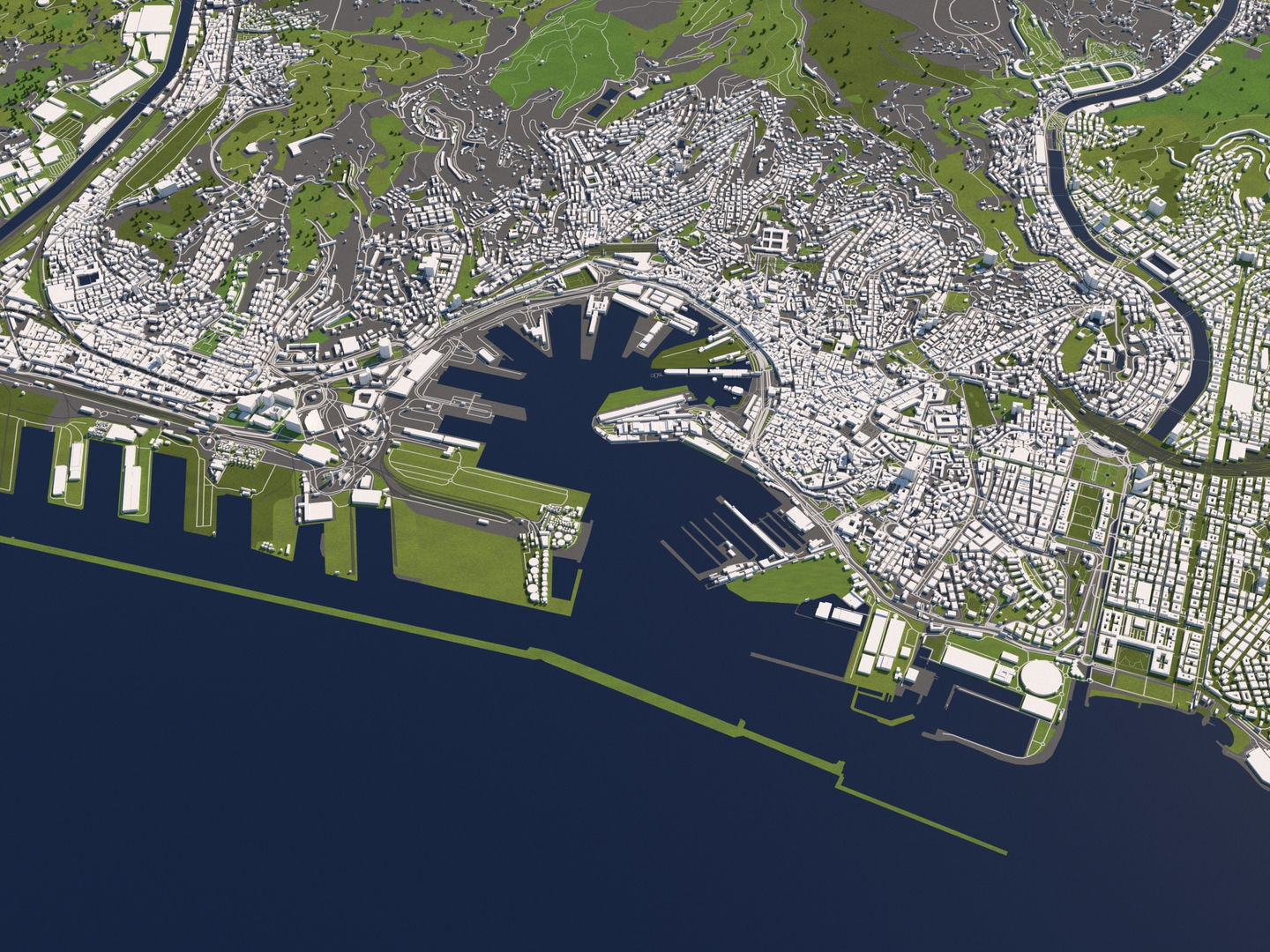 Genoa Italy 50x50km City Map 3D Model 3D model | CGTrader
