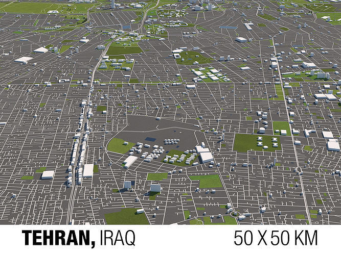 Tehran Iran 50x50km City Map 3D model | CGTrader