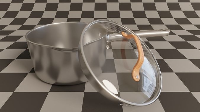 kitchen pot with cover 3D Model with handle 3D model | CGTrader