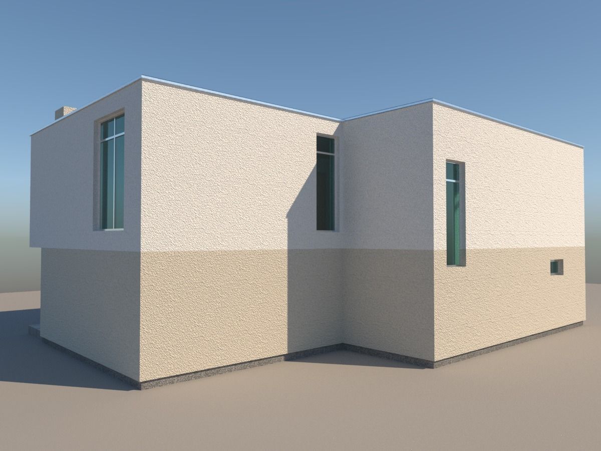 Modern individual residential building with a flat roof 3D model | CGTrader