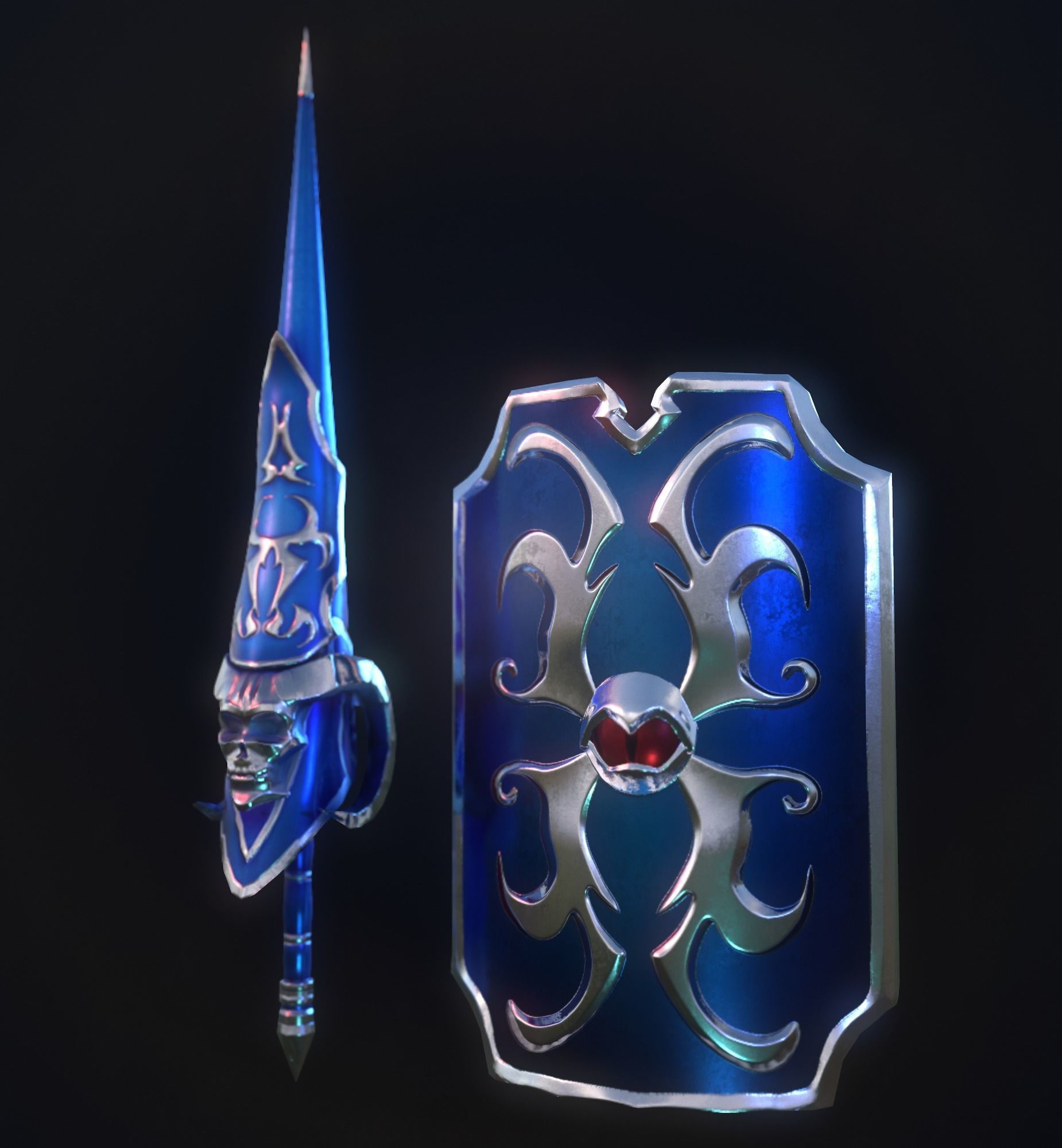 3D model PBR Lance and Shield VR / AR / low-poly | CGTrader