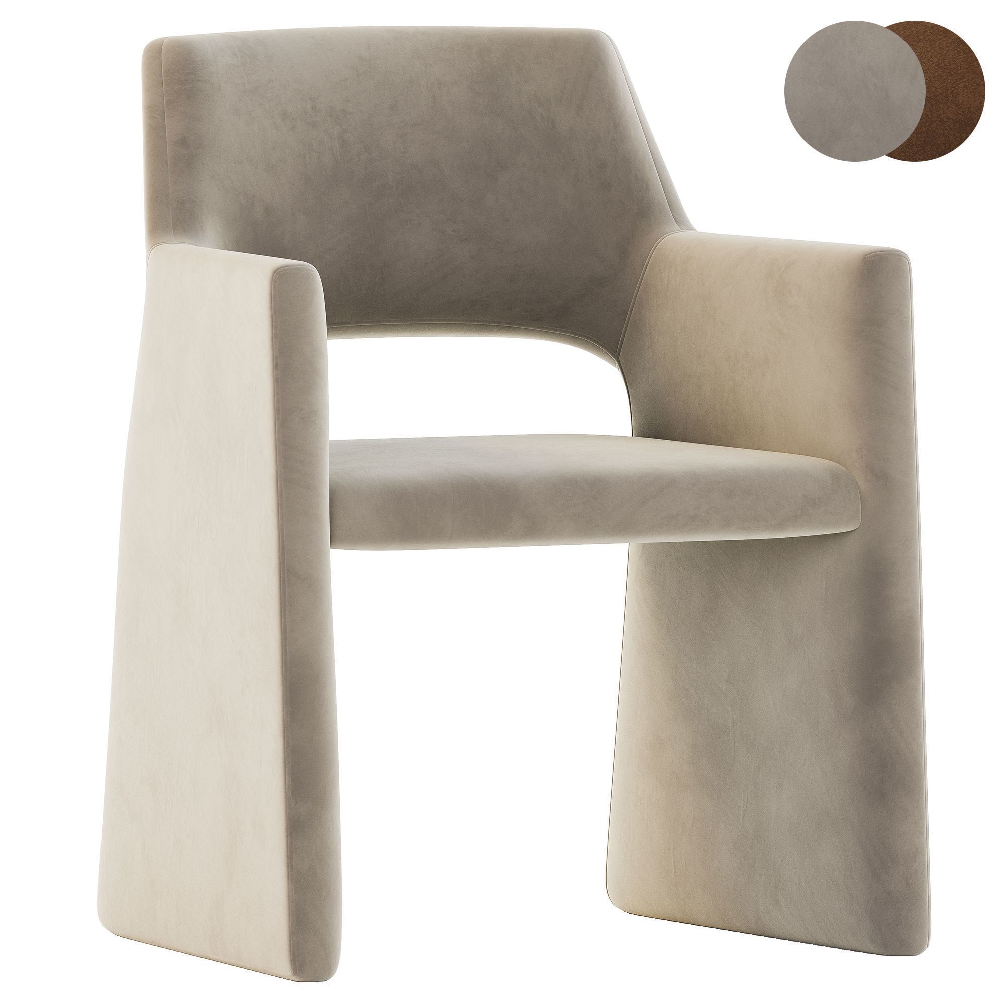 CB2 Foley Faux Mohair Grey Dining Armchair 3D model | CGTrader