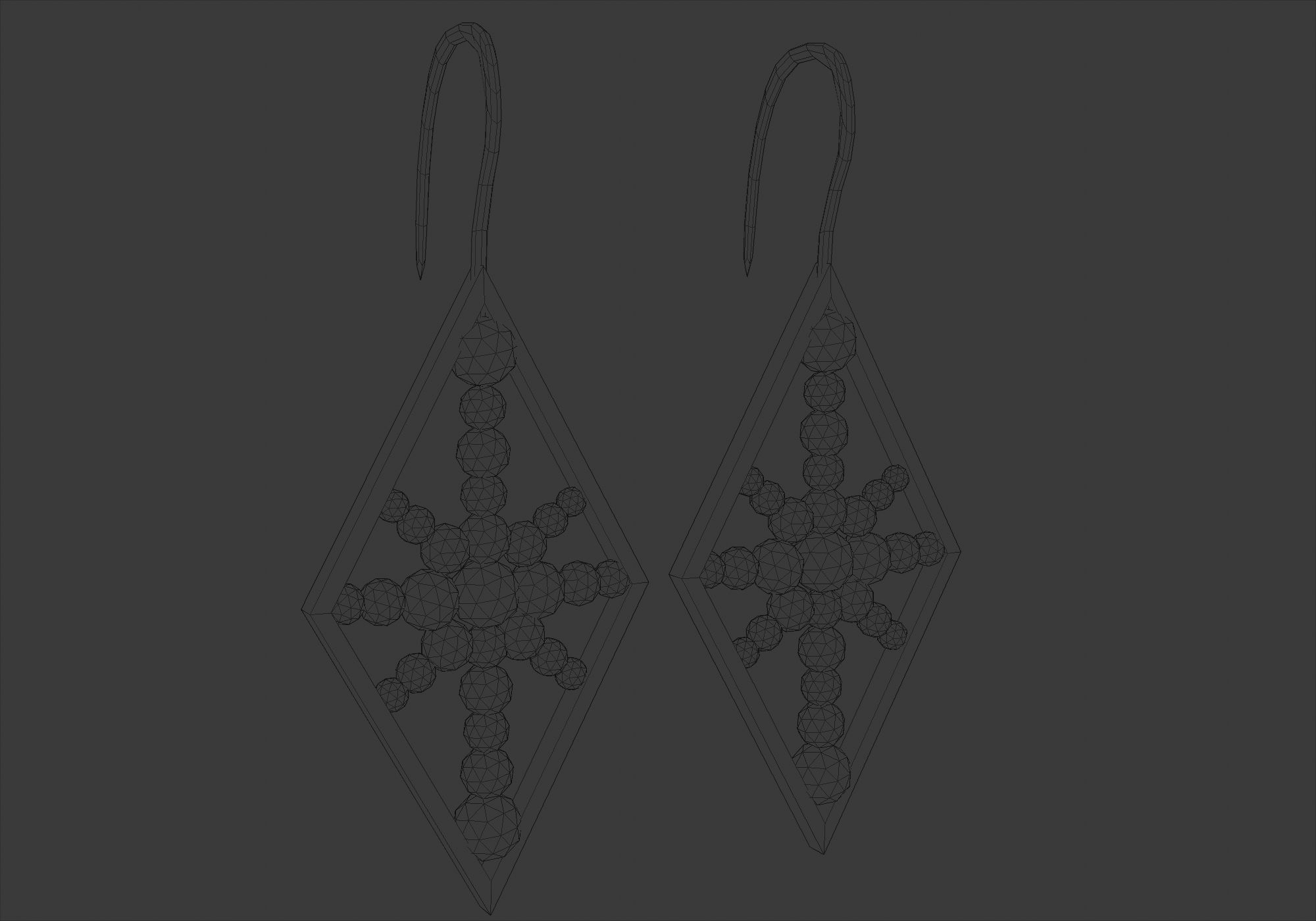 Earrings Rhombus Jewellery 3D model | CGTrader