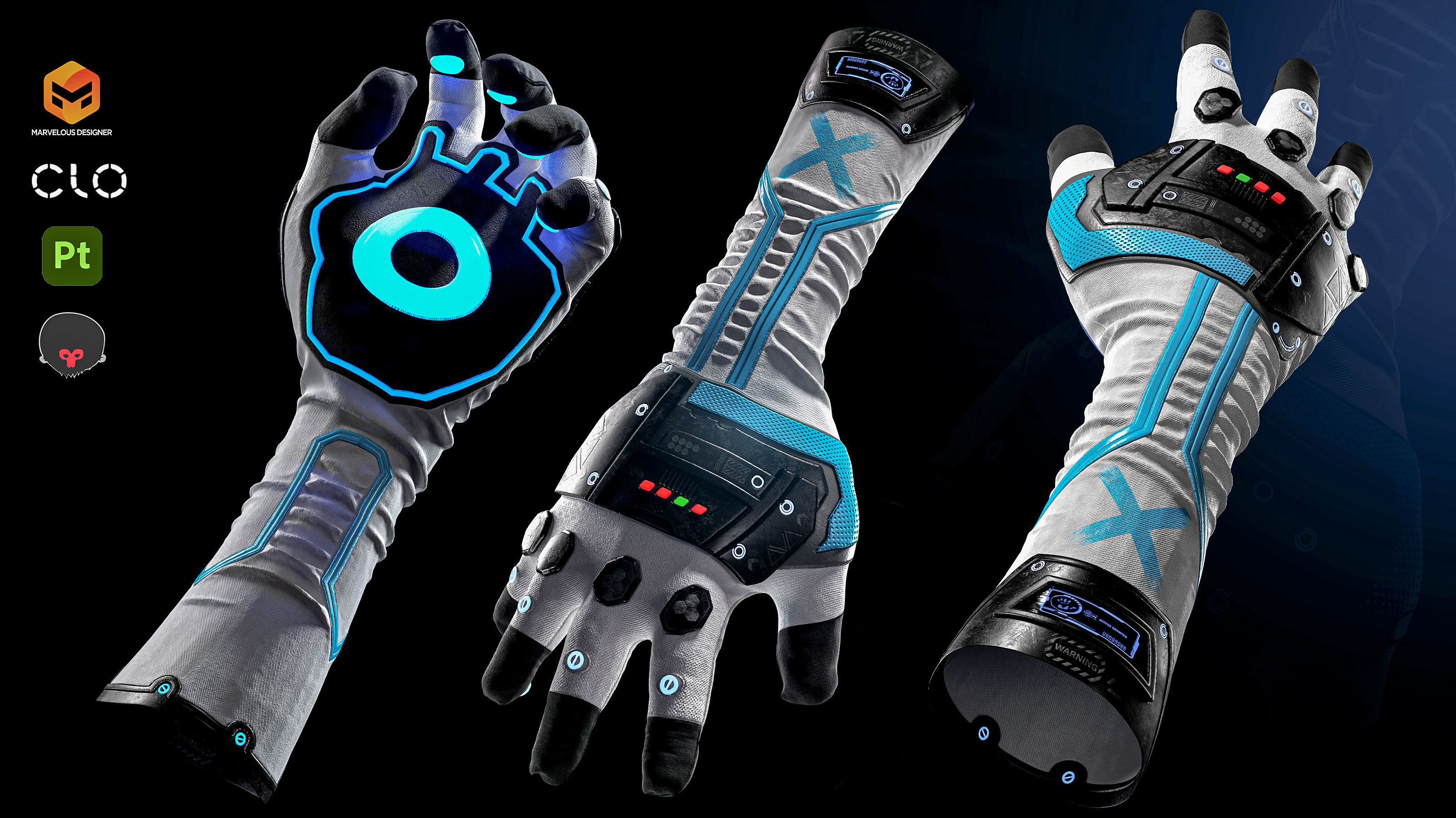 Tutorial Clo3d and MD Sci Fi gloves modeling and texturing 3D model | CGTrader