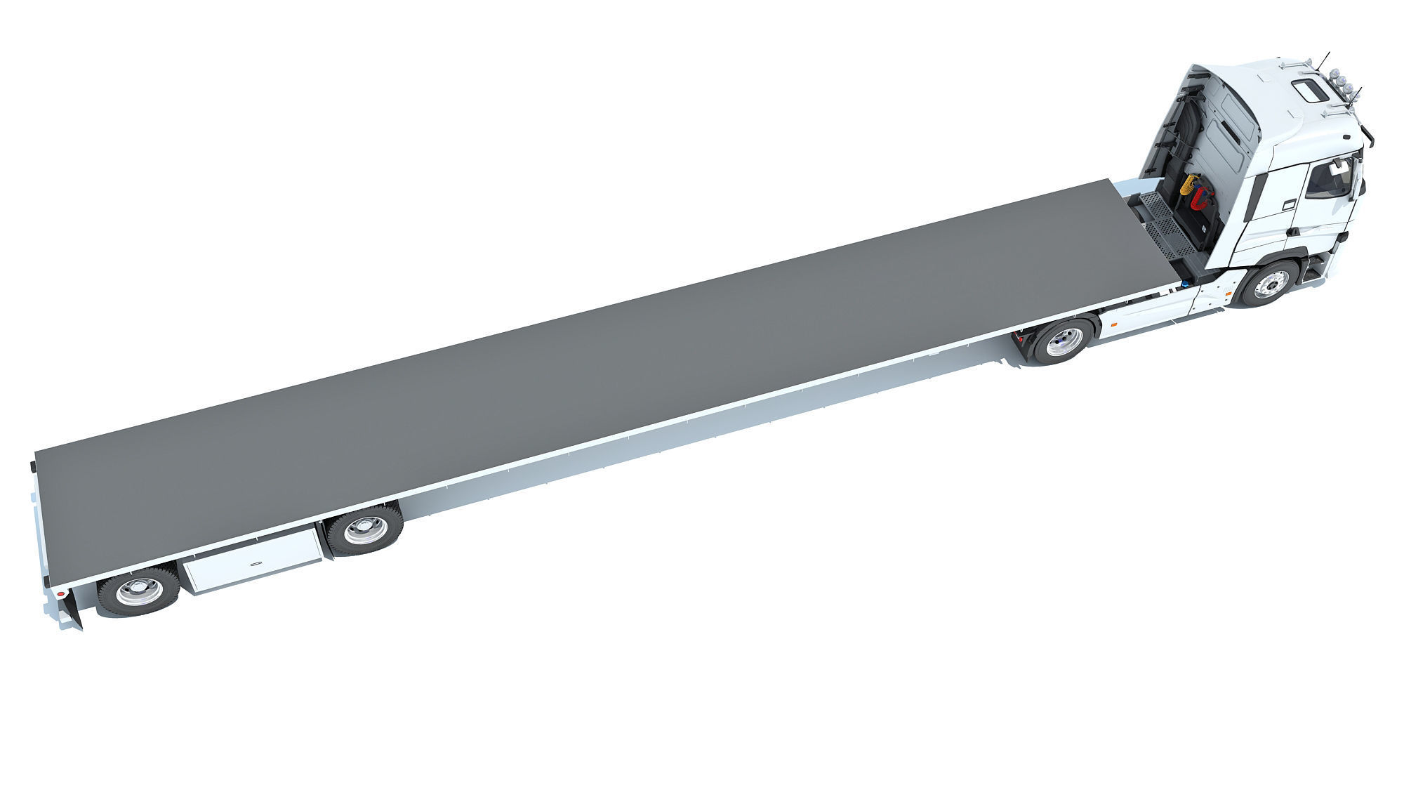 Truck with Flatbed Trailer 3D model | CGTrader